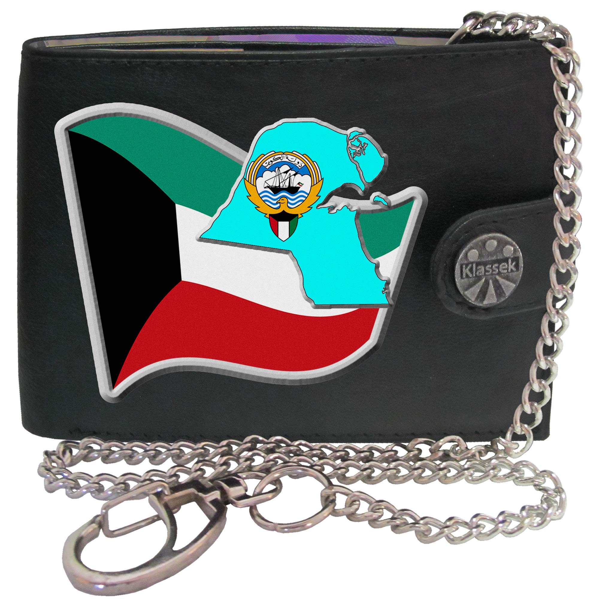 Buy Kuwait Kuwaiti and Coat of Arms COA KLASSEK Mens Wallet with Chain ...