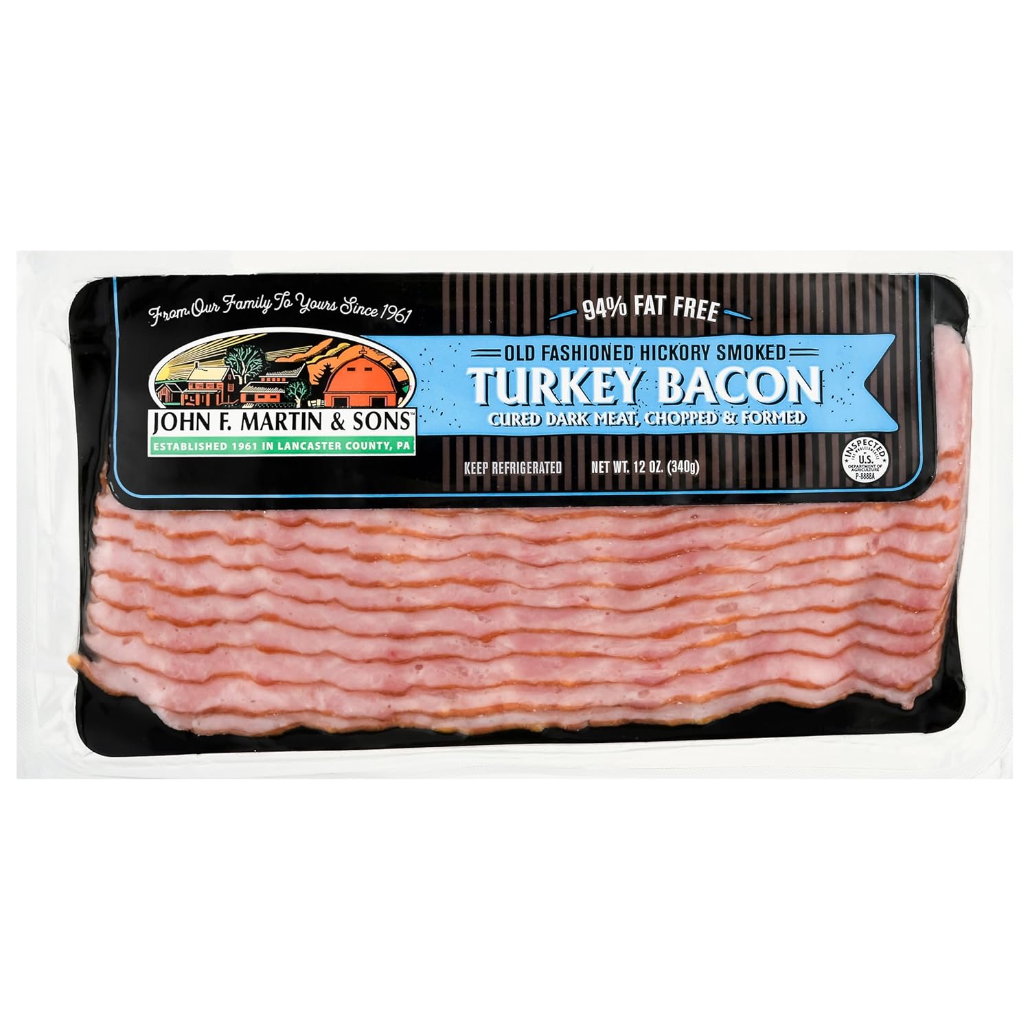 Amazon.com: John F Martin And Sons, Turkey Bacon, 12 Ounce : Grocery ...
