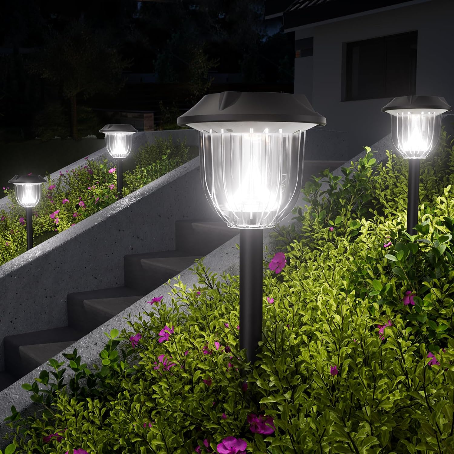 HIGH-POWER LED Solar lights for Outside,12000K 6 Pack Solar Lights ...