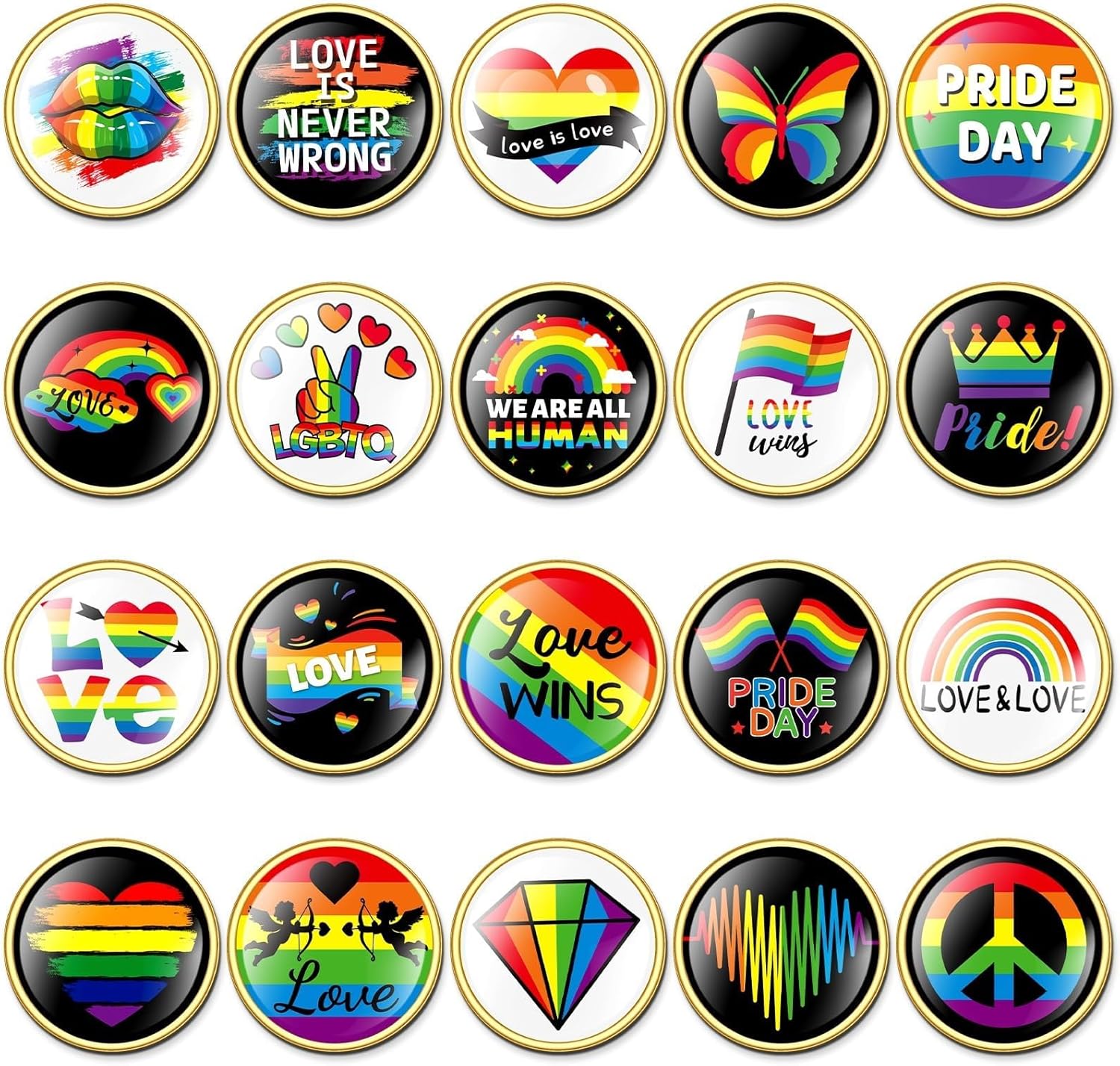 Amazon.com: DTOFOOT 60Pcs Gay Pride Buttons Bulk Rainbow Enamel Brooch ...