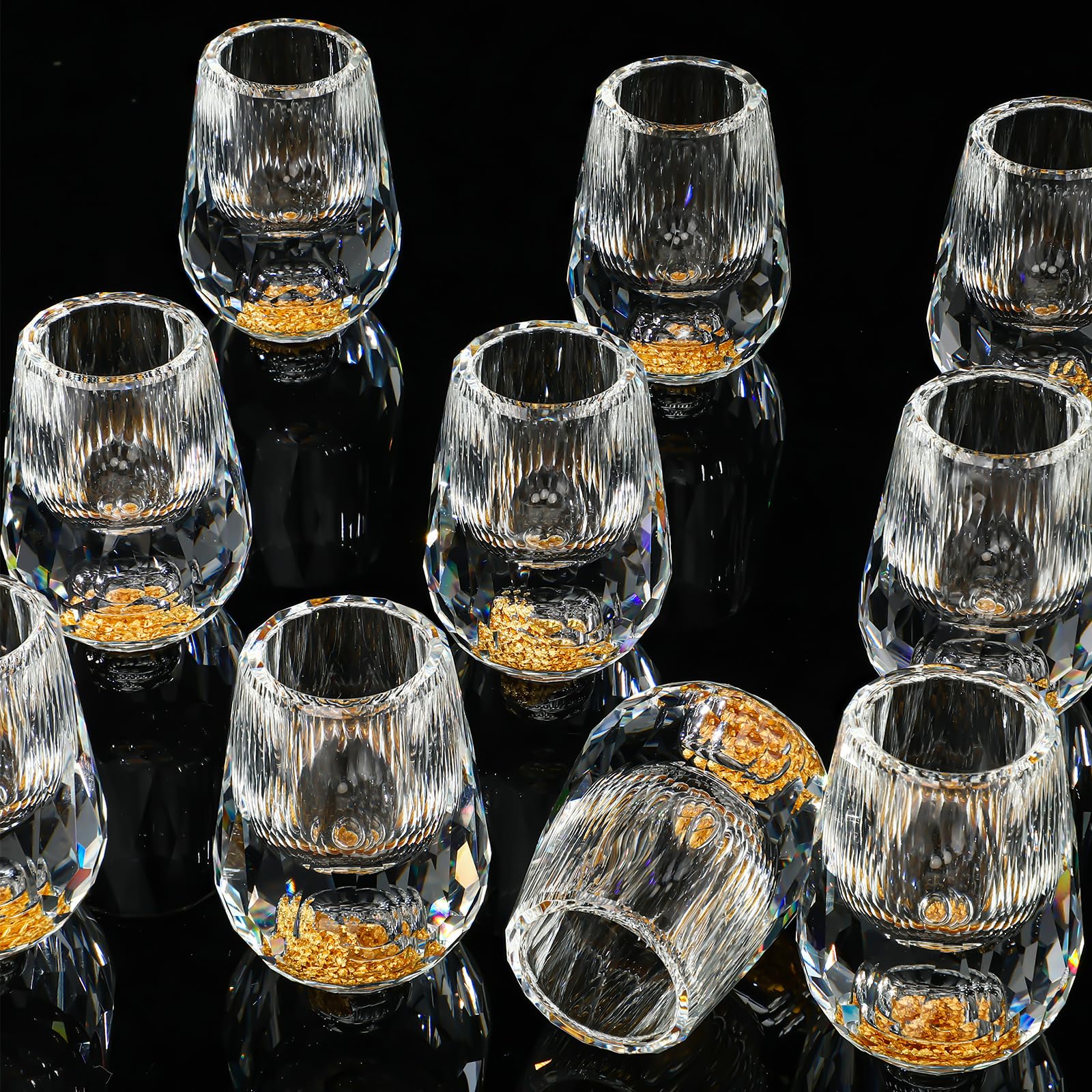 Amazon.com | Skybooly 12 Pcs Small Crystal Shot Glasses with 24k Gold ...