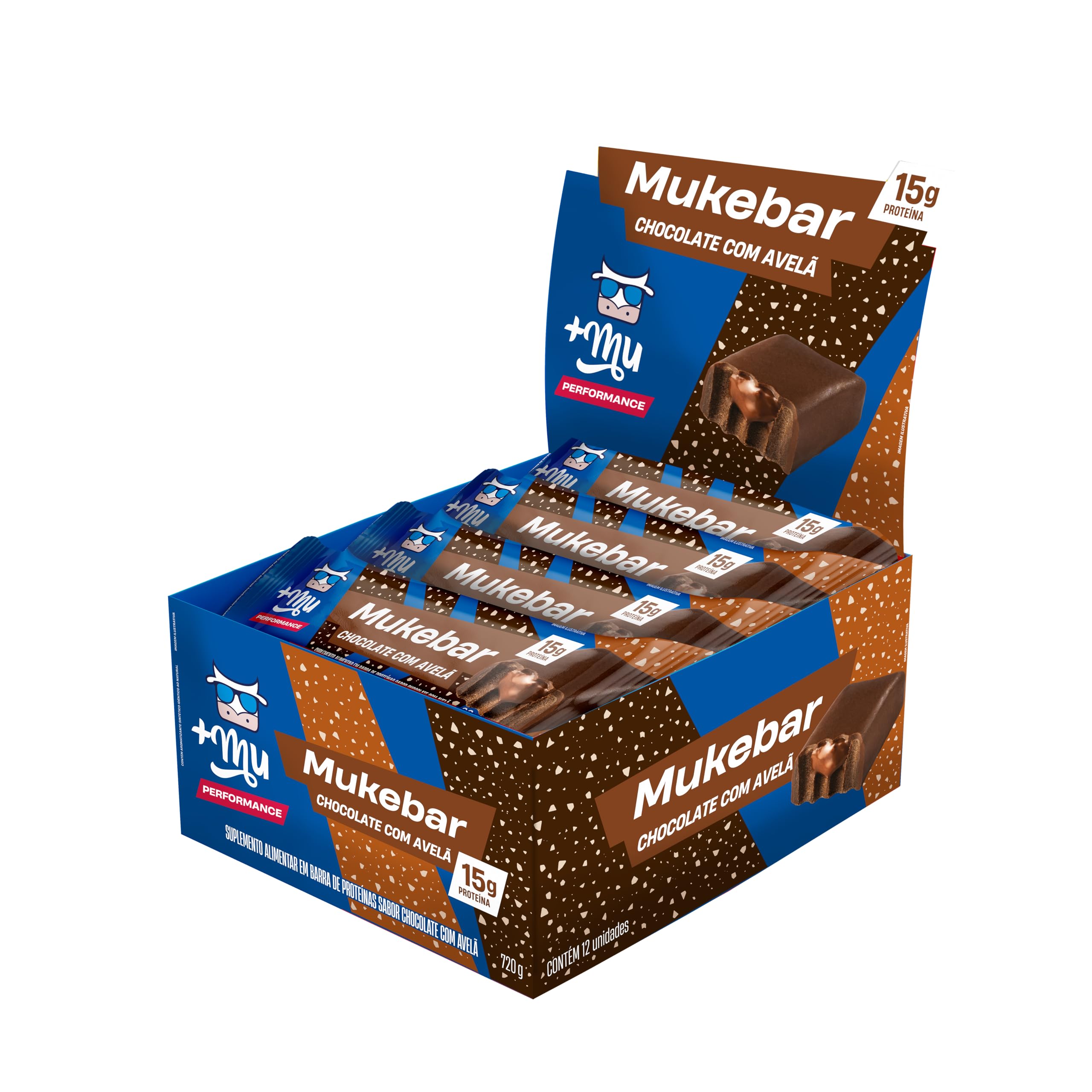 +Mu Barra Proteina Mukebar Sabor Chocolate c/Avelã - Display com 12 ...