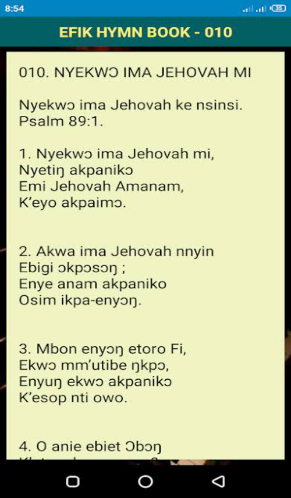Efik Hymn Book - App on Amazon Appstore
