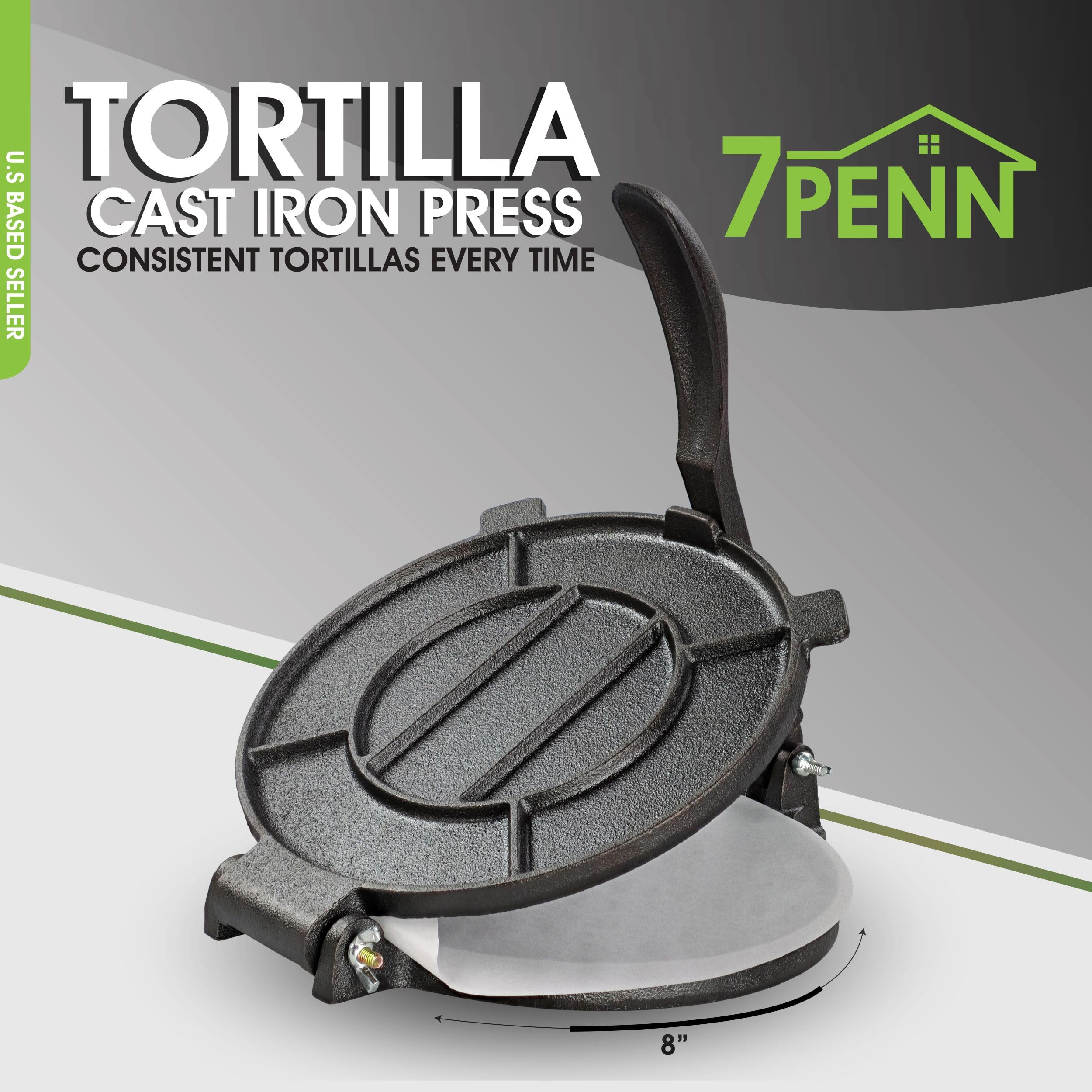 Snapklik.com : 7Penn Cast Iron Tortilla Press 8in - Corn Tortilla Press Roti Maker Flour ...