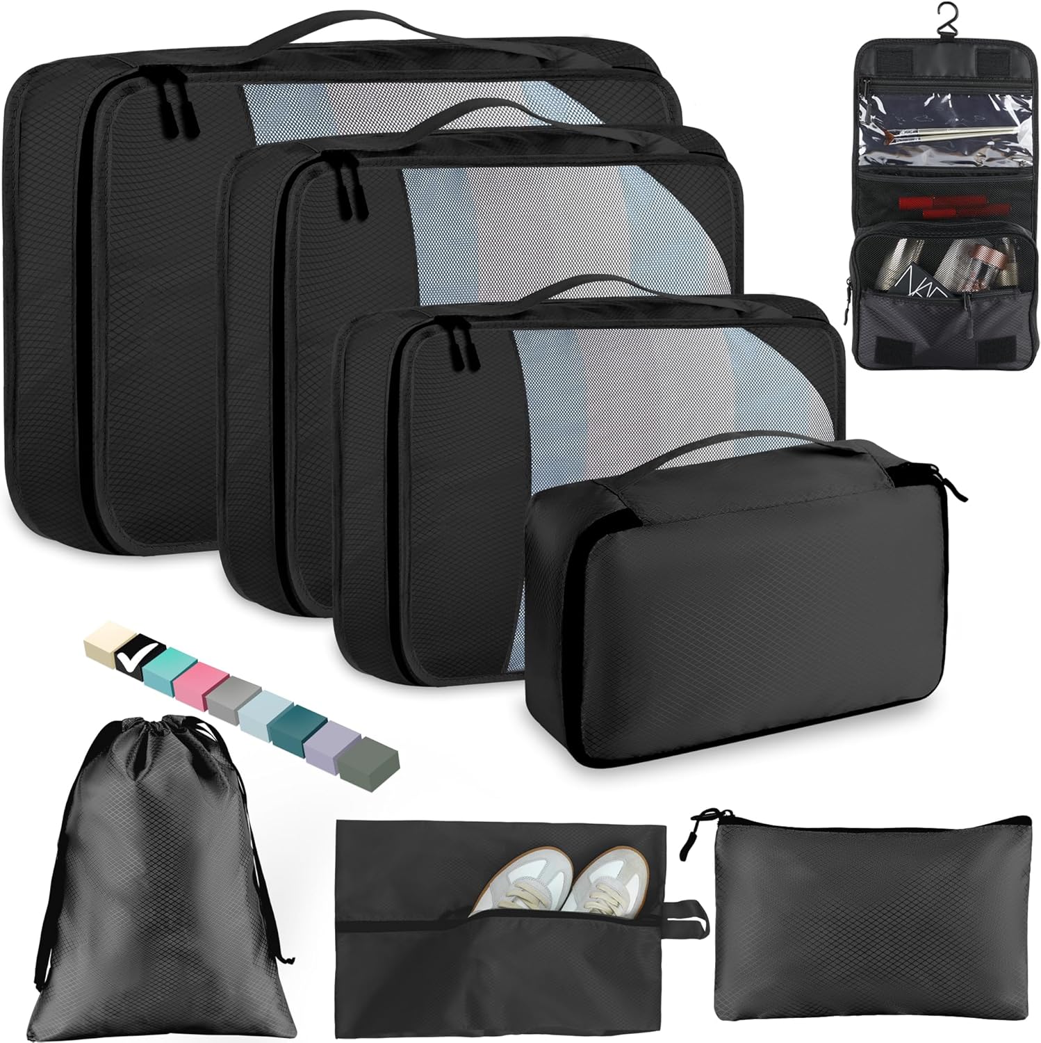 Amazon.com: Toncoke 8-Piece Packing Cubes for Travel, Mesh Luggage ...