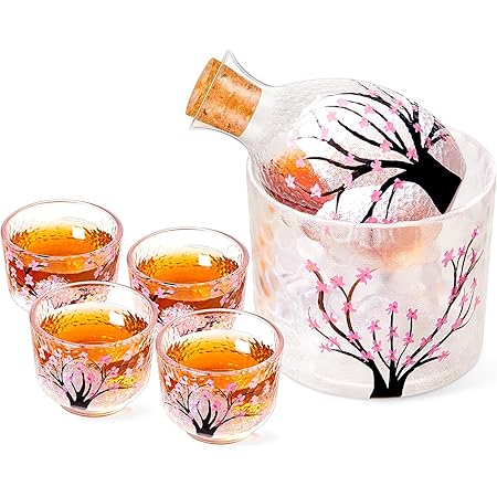 Amazon.com | WINIAER Glass Sake Set, Clear Glass Sake Bottle Set ...