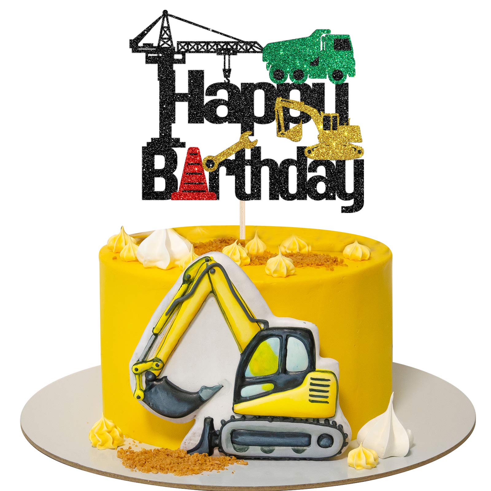 Buy Maicaiffe Black Glittle Construction Truck Theme Birthday Cake ...