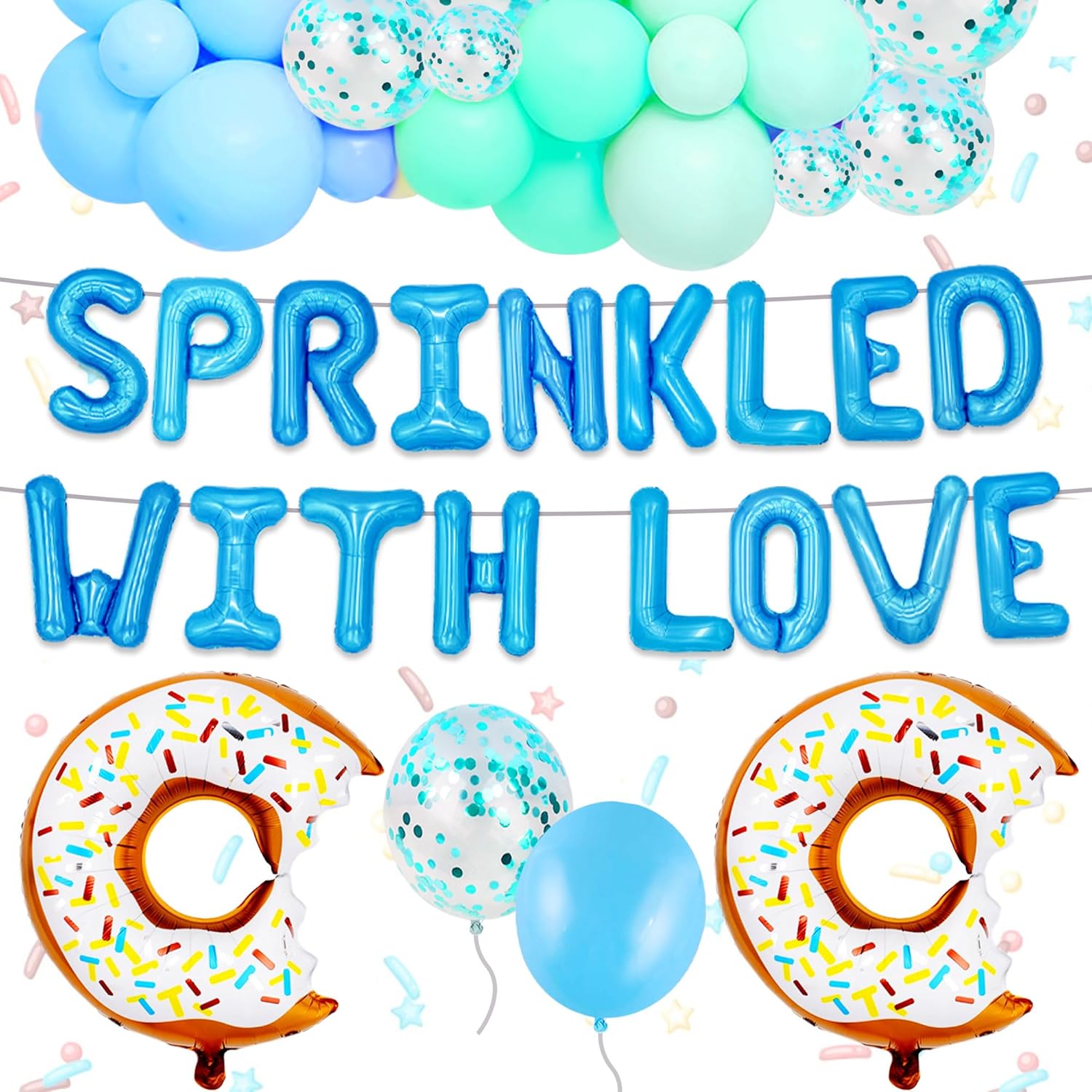Amazon.com: Blue Baby Sprinkle Decorations For Boys Sprinkled With Love ...