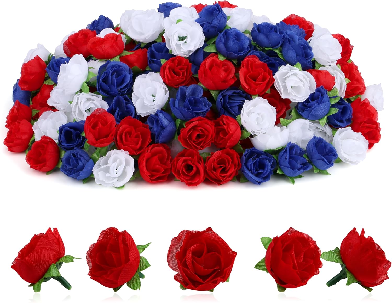 Amazon.com: AWARDSEN 100pc Mini Patriotic Roses Head Bulk, 4th of July ...