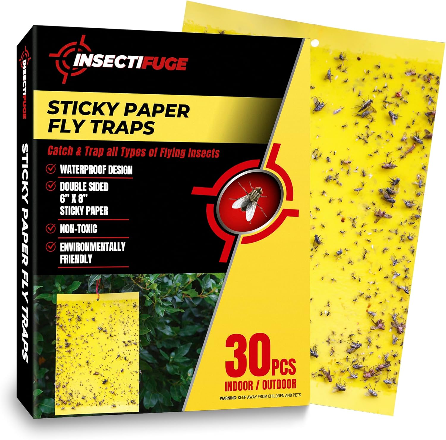 Amazon.com : Insectifuge 30Pcs Dual-Sided Yellow Sticky Traps for Plant ...