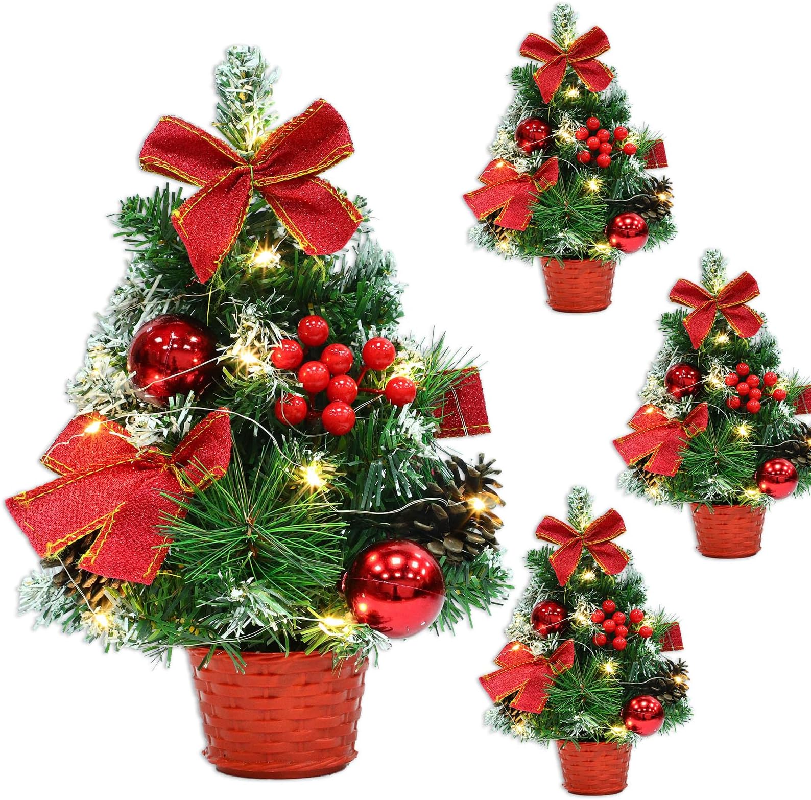 Amazon.com: 12 Inches Plastic Light Up Evergreen with Red Cardinal ...