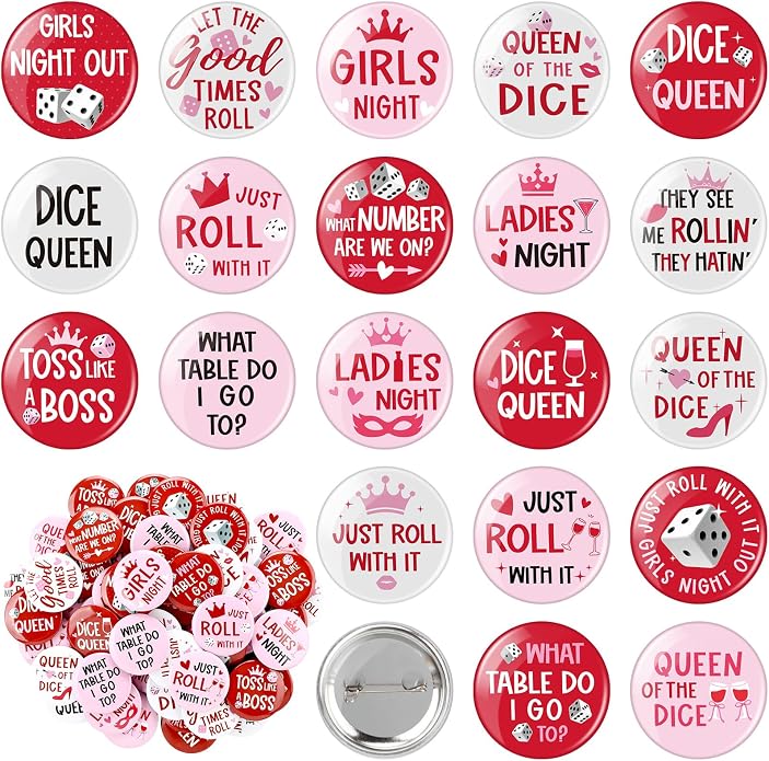 Amazon.com: Huquary 80 Pcs Bunco Game Night Pin Buttons Printing in ...
