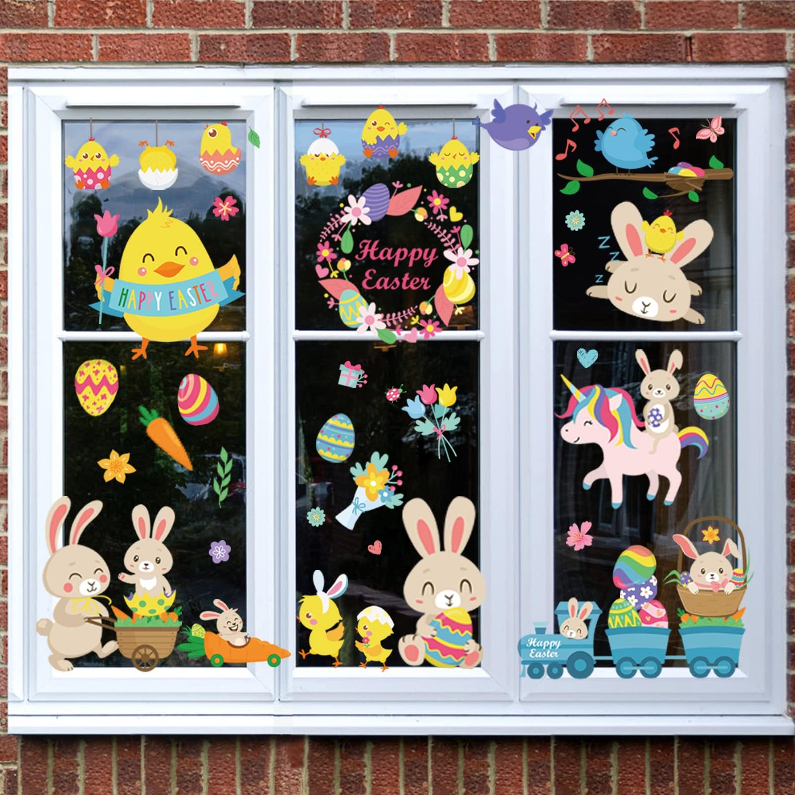 Easter Decorations Window Stickers, 9 Sheets 130 Pcs Easter Decorations ...