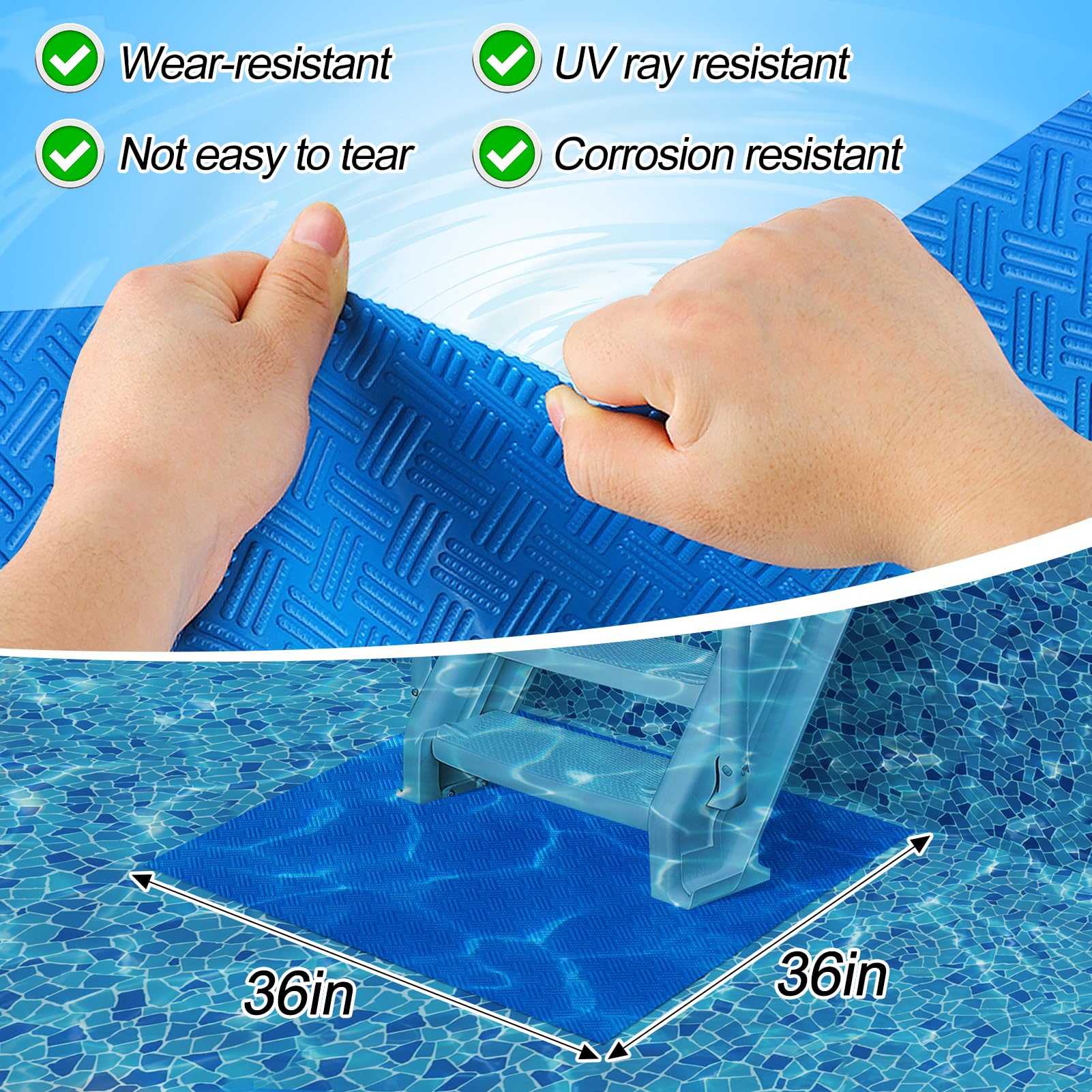 Snapklik.com : Swimming Pool Ladder Step Mat - 36 36in Large Non-Slip ...