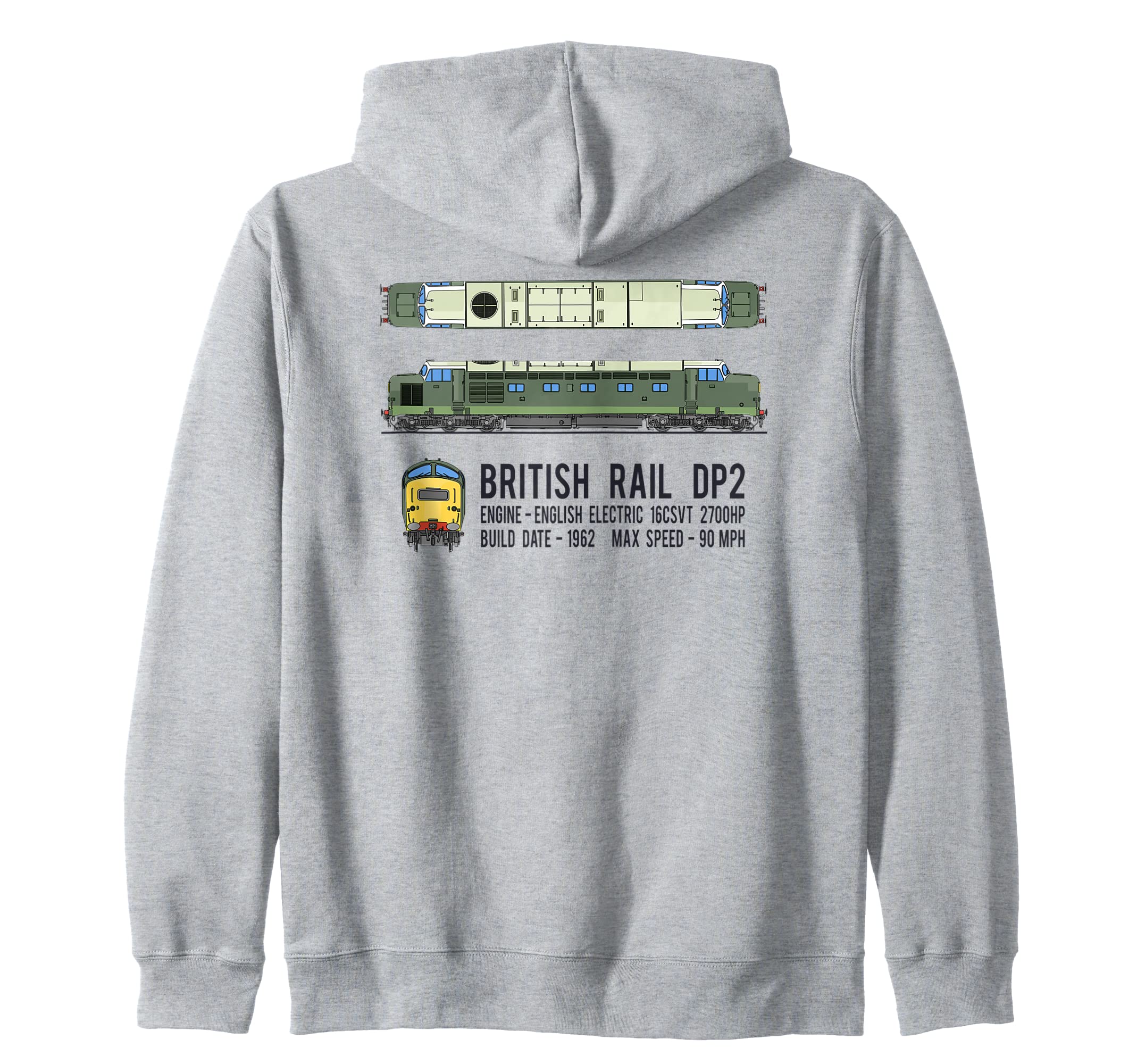 British Rail DP2 Locomotive Train Diagram Zip Hoodie : Amazon.co.uk ...