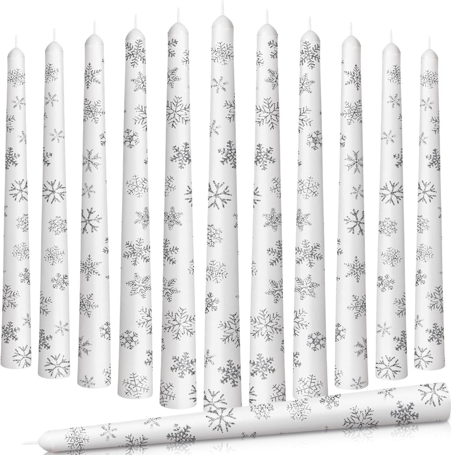 Amazon.com: Tujoe 12 Pcs Winter Taper Candles Snowflake Decor Burning ...