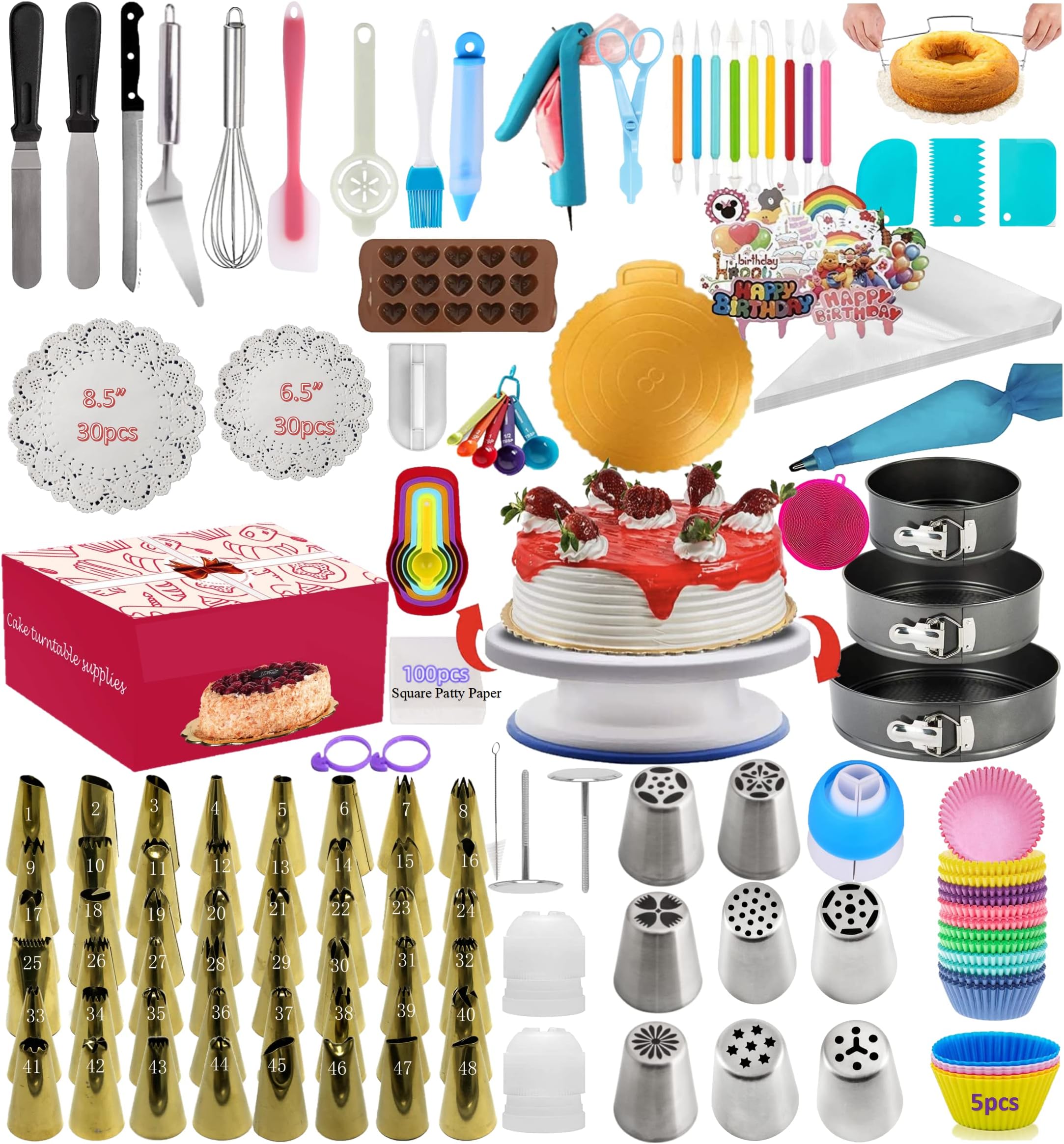 Amazon.com: Cake Decorating Kit with Cake Carrier,522 PCS Cake Decorating Supplies Kit,Cake ...