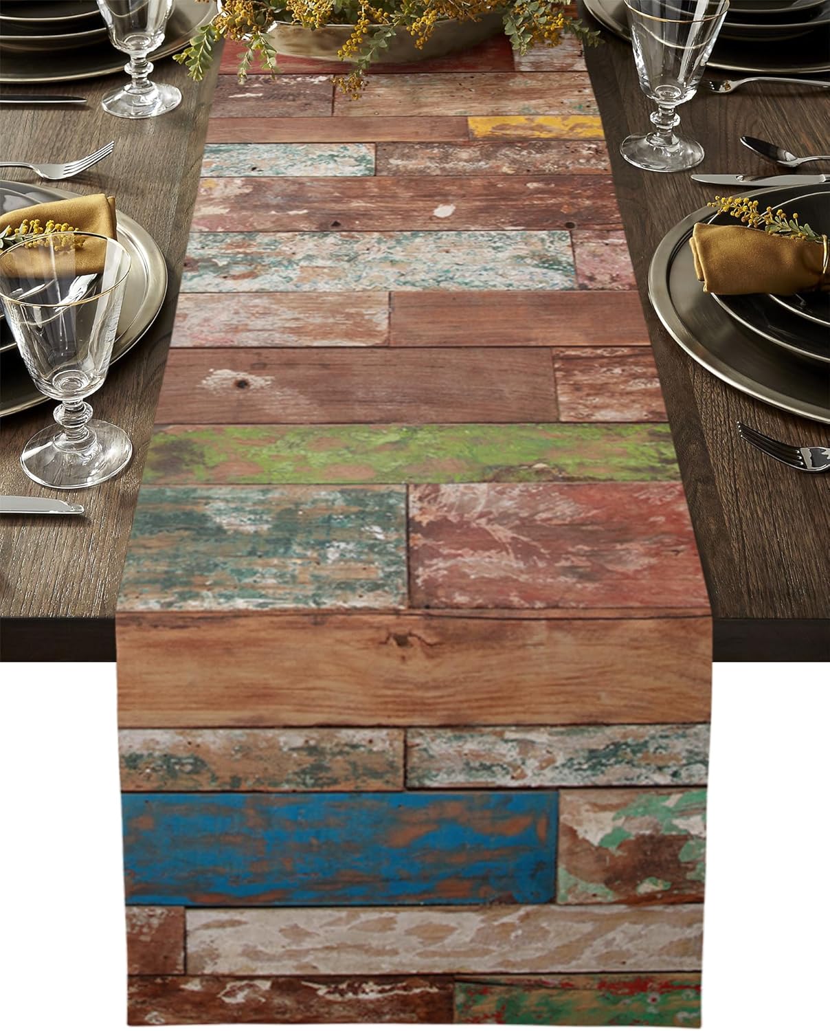 Amazon.com: Table Runner Farmhouse Rustic Wooden Plank Barn Dresser ...