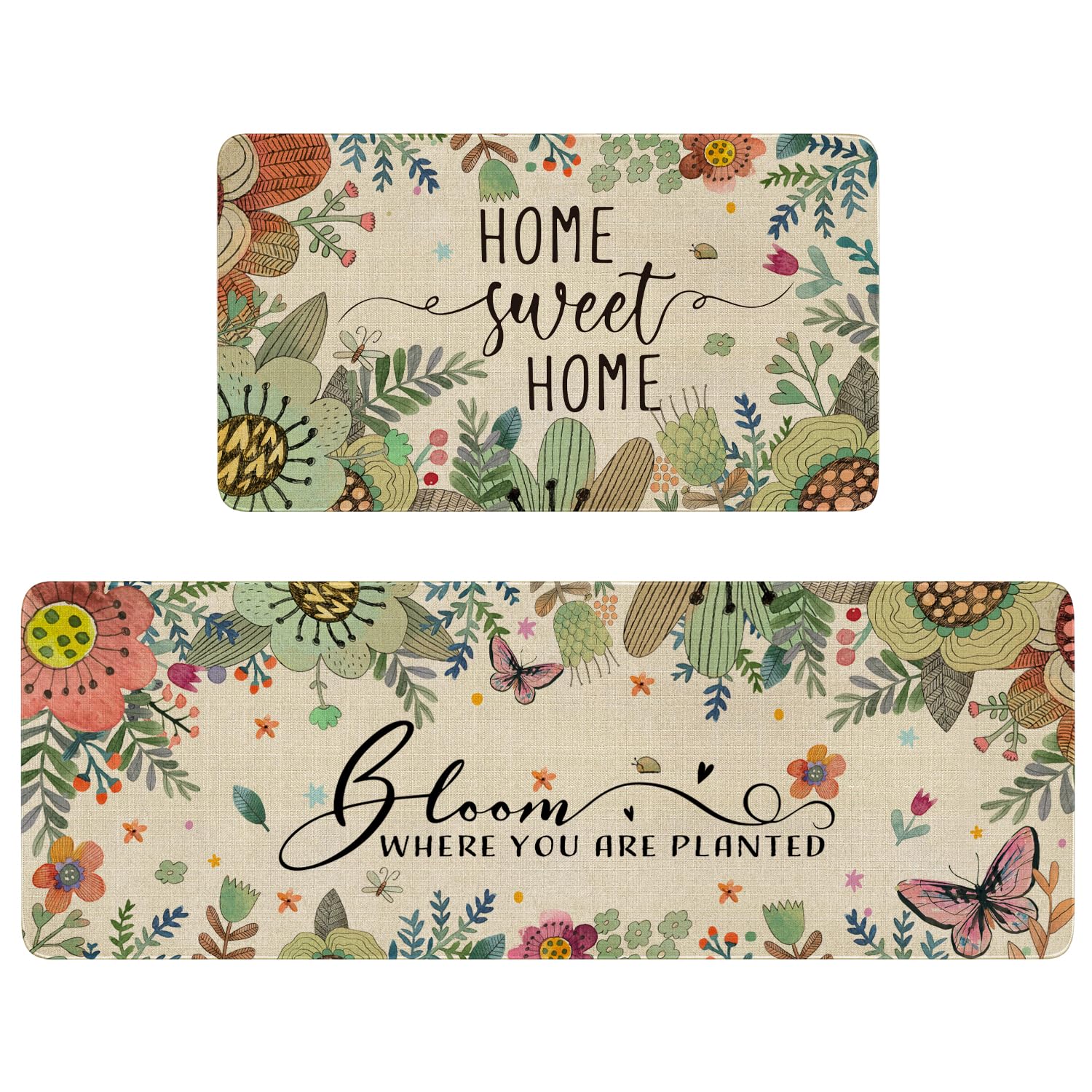 Amazon.com: Fuoxowk Summer Kitchen Rugs and Mats Set of 2,Bloom Sweet ...