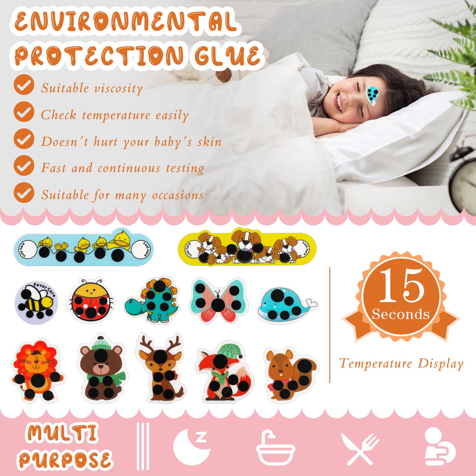 Snapklik.com : 12 Pcs Stick-on Fever Indicator Forehead Fever Kids ...