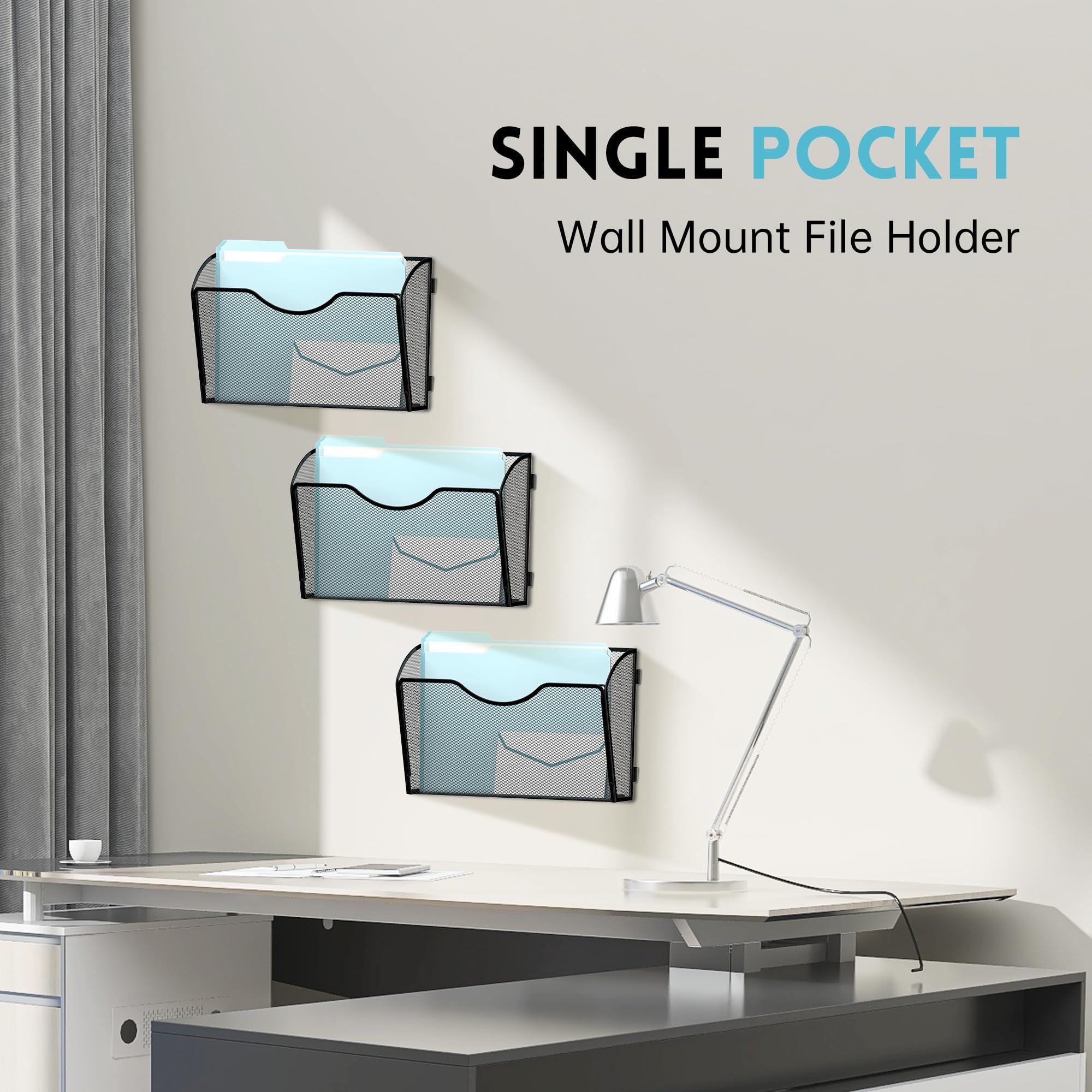 Snapklik.com : 3 Pockets Mesh Wall File Organizer, Hanging File ...