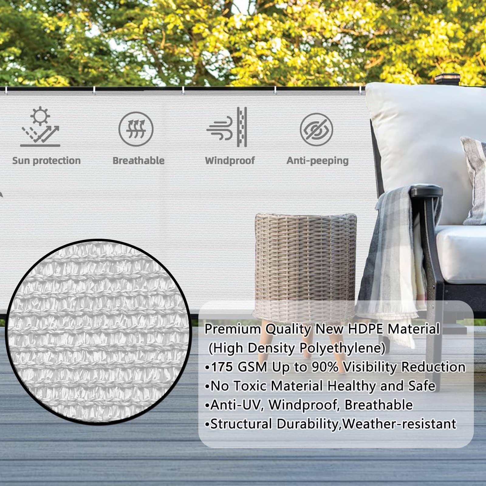 Snapklik.com : SUNLAX 3x10 White Balcony Privacy Screen Fence UV ...