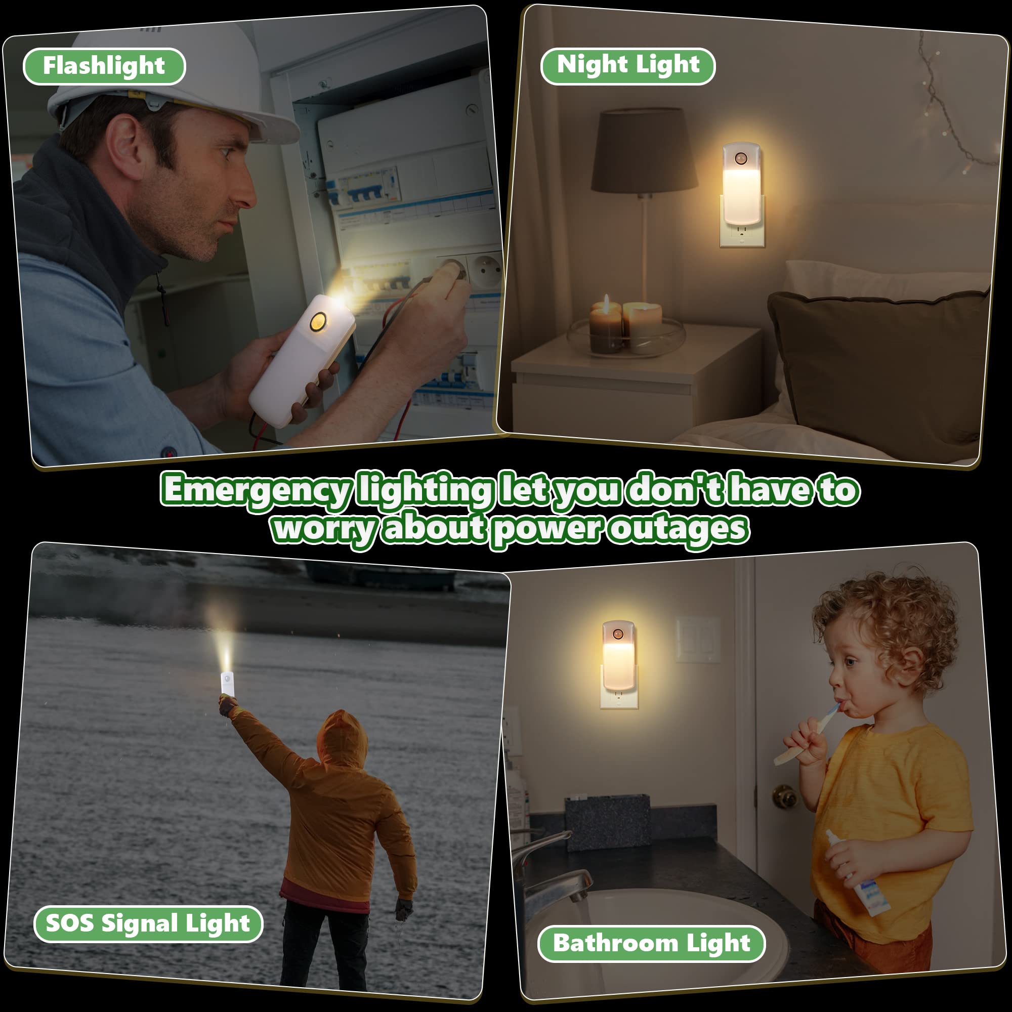 Emergency Flashlights For Home Enhon 3 Pack LED Power Failure Light, 4 ...