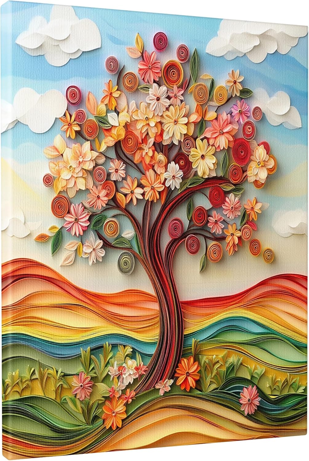 Amazon.com: 1 Piece Paper Quilling Tree Canvas Prints Wall Art 12 * 16 ...