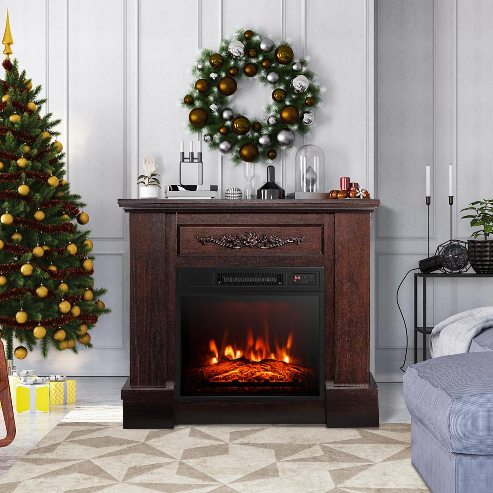Amazon.com: ORALNER 32” Electric Fireplace with Mantel, Package Wooden ...