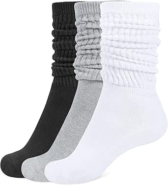 Amazon.com: Closemate Crew Slouch Socks Women Soft Cotton Scrunch ...
