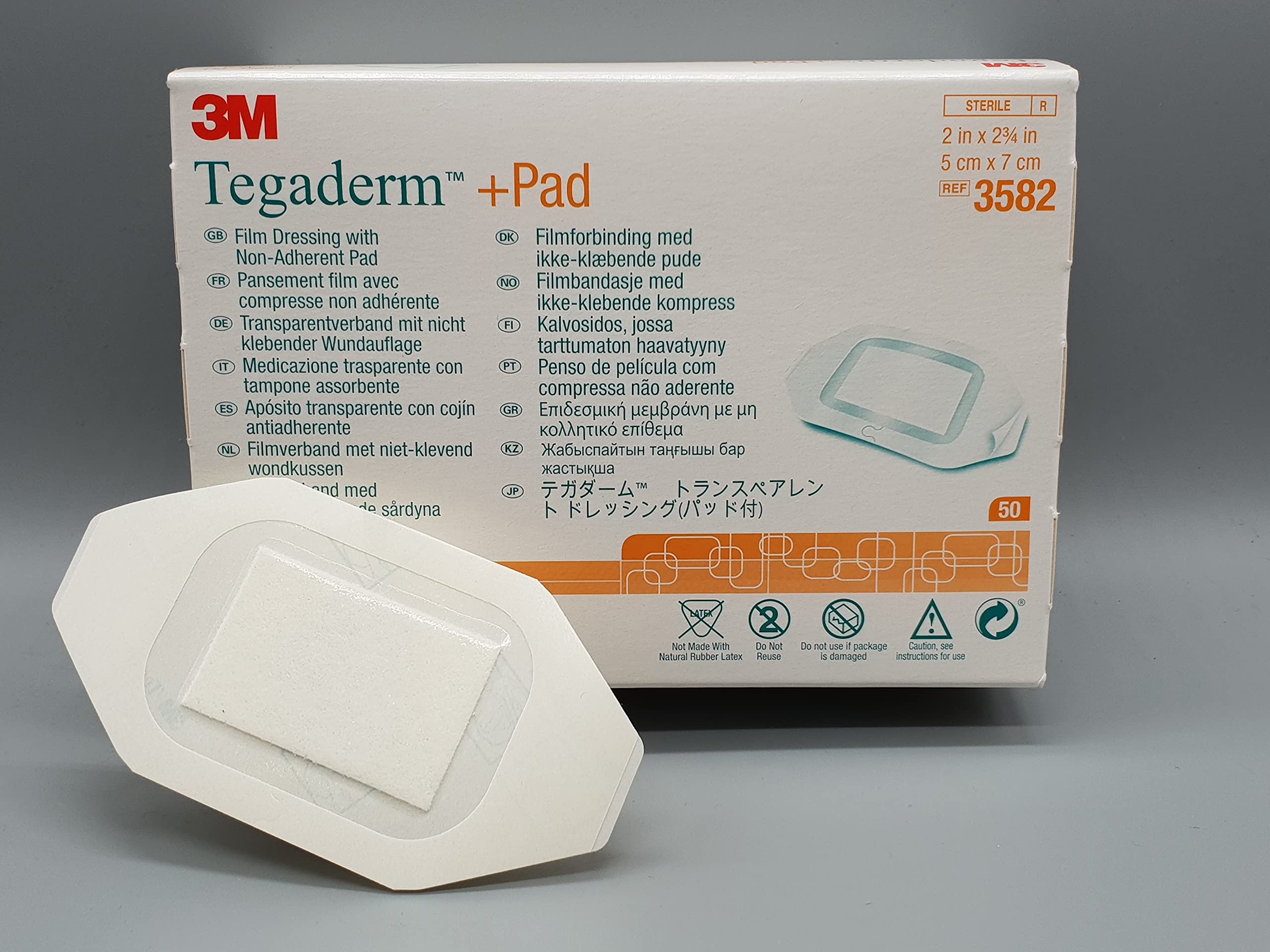 TEGADERM Plus PAD 3M Film Dressings 5cm X 7cm X10 3582 Transparent