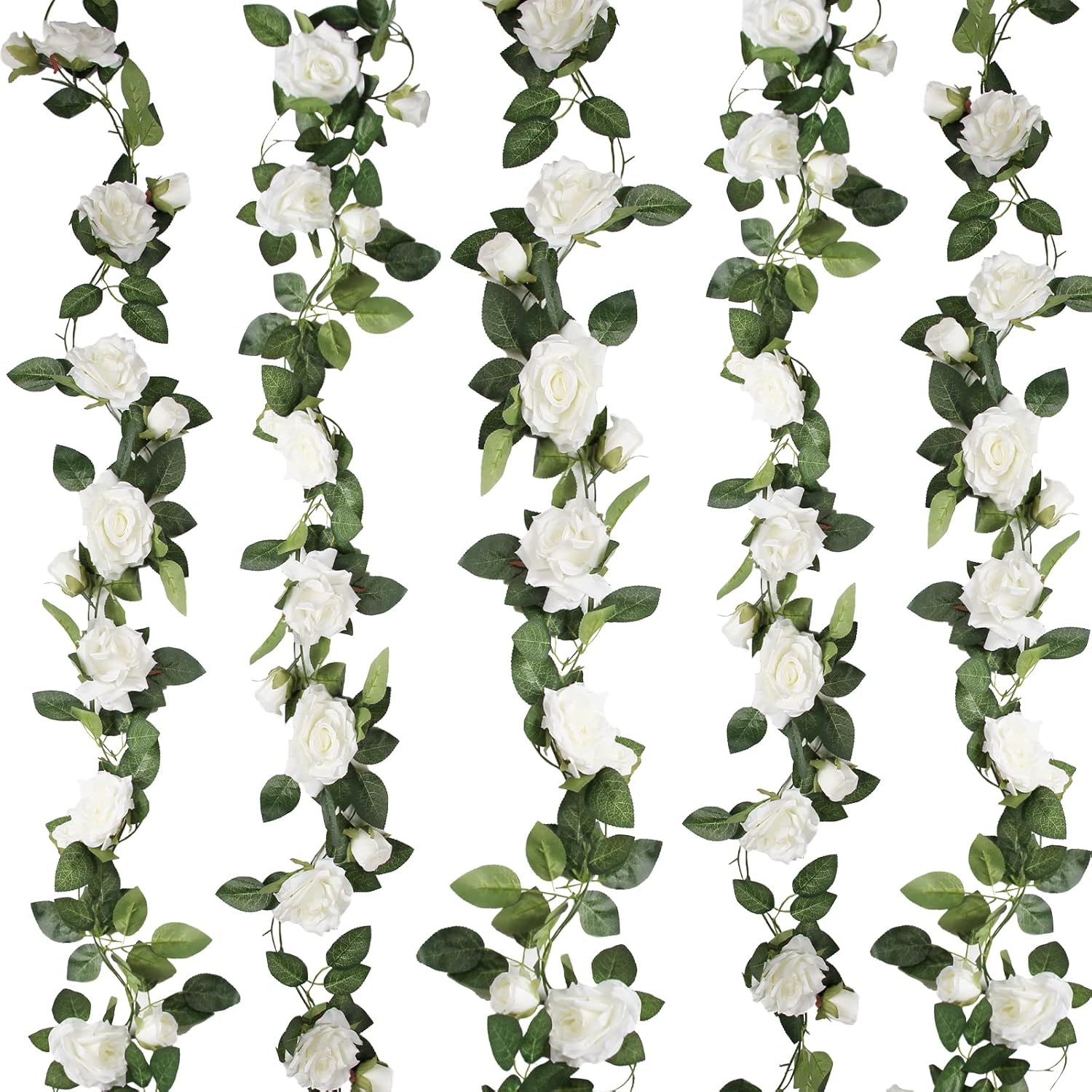 Amazon.com: ZIFTY 5Pcs 32.5FT Artificial Rose Garland Fake Flower Vines ...