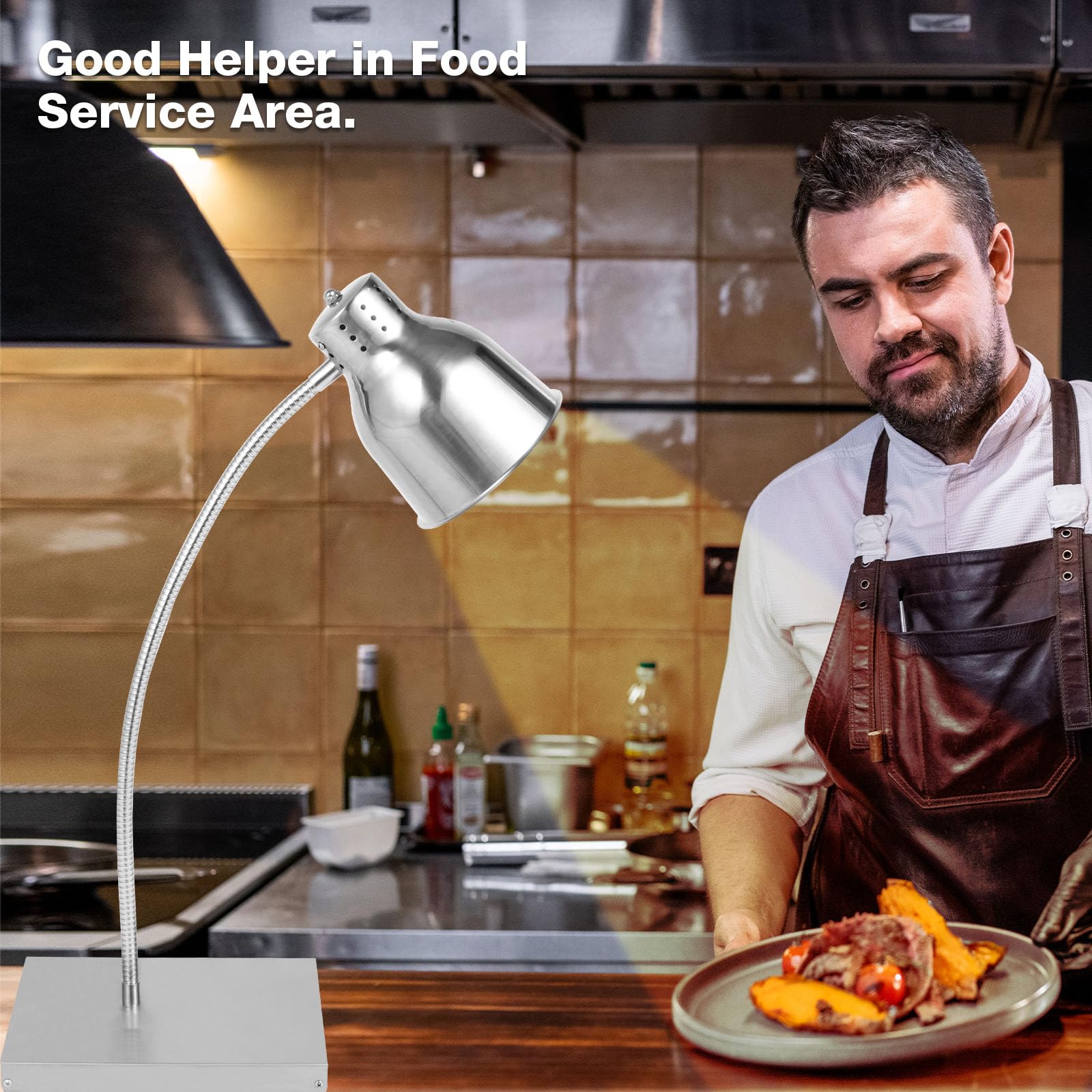 Restlrious Food Heat Lamp with 250w Bulb, Commercial Stainless Steel ...