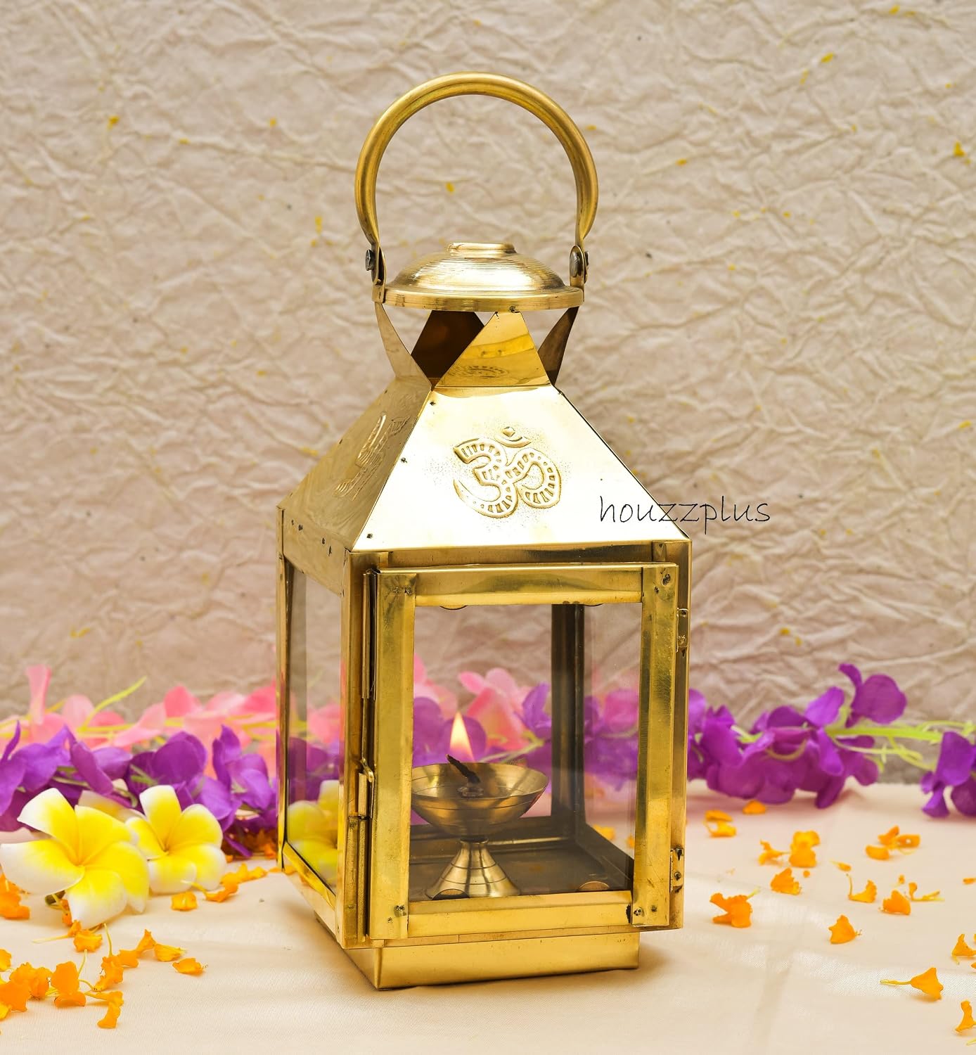 Buy Handicraft Akhand Diya with Glass Cover Brass, Akhand Diya for Home ...