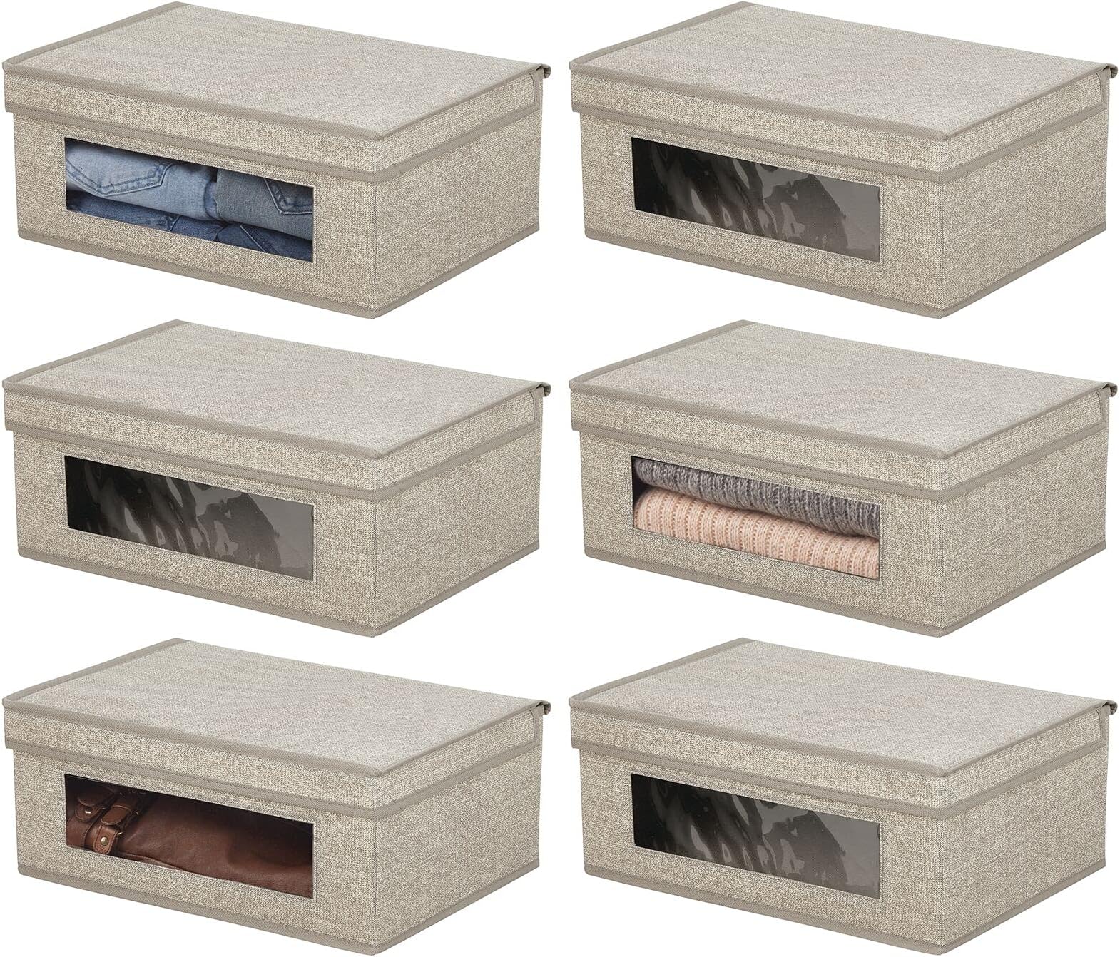 Amazon.com: mDesign Fabric Stackable Slim Shelf Storage Organizer Box ...