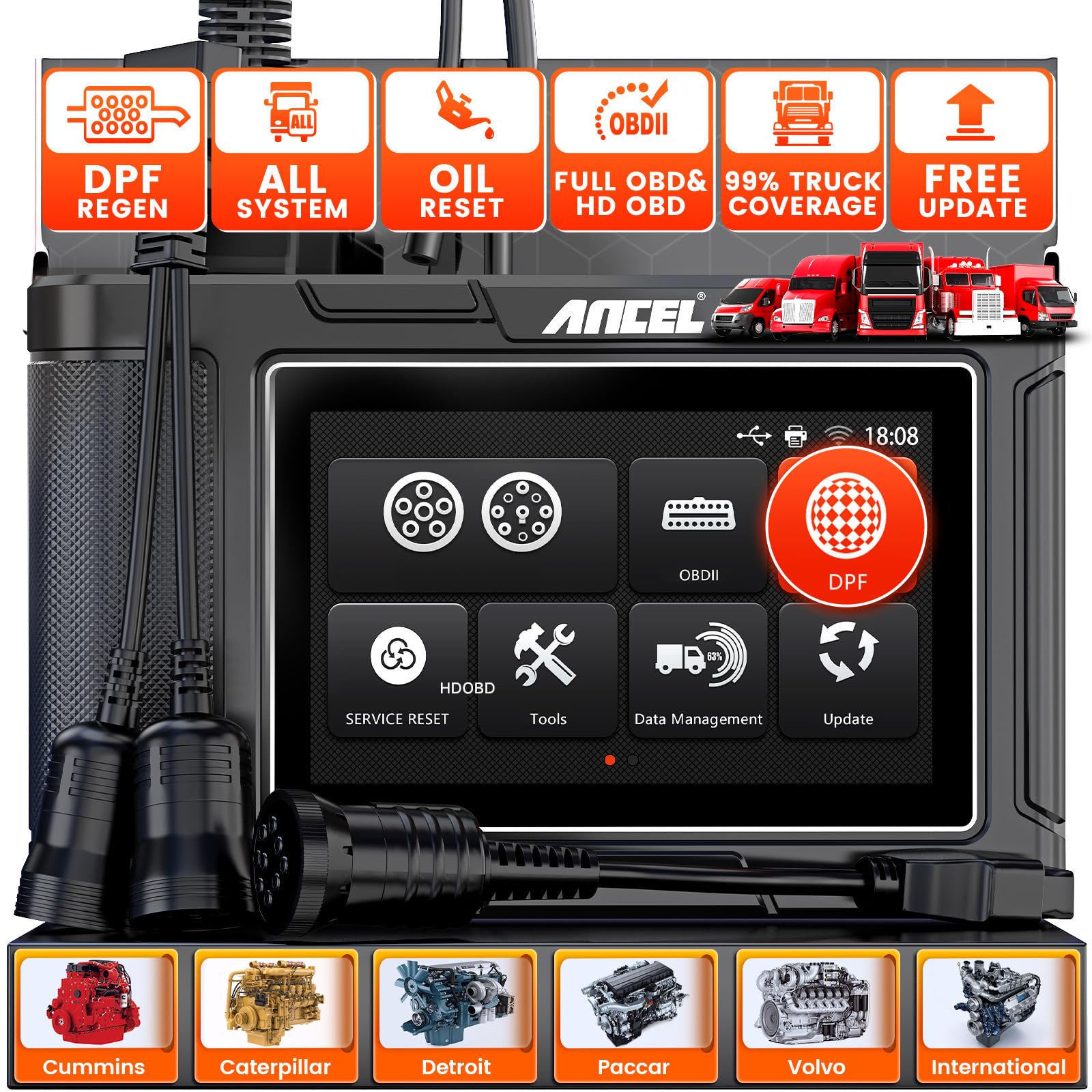 Buy ANCELHD3300 Plus Heavy Duty Truck Scanner, Full System DPF ...