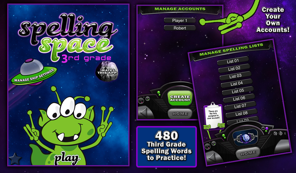 Spelling Space - 3rd Grade - App on the Amazon Appstore
