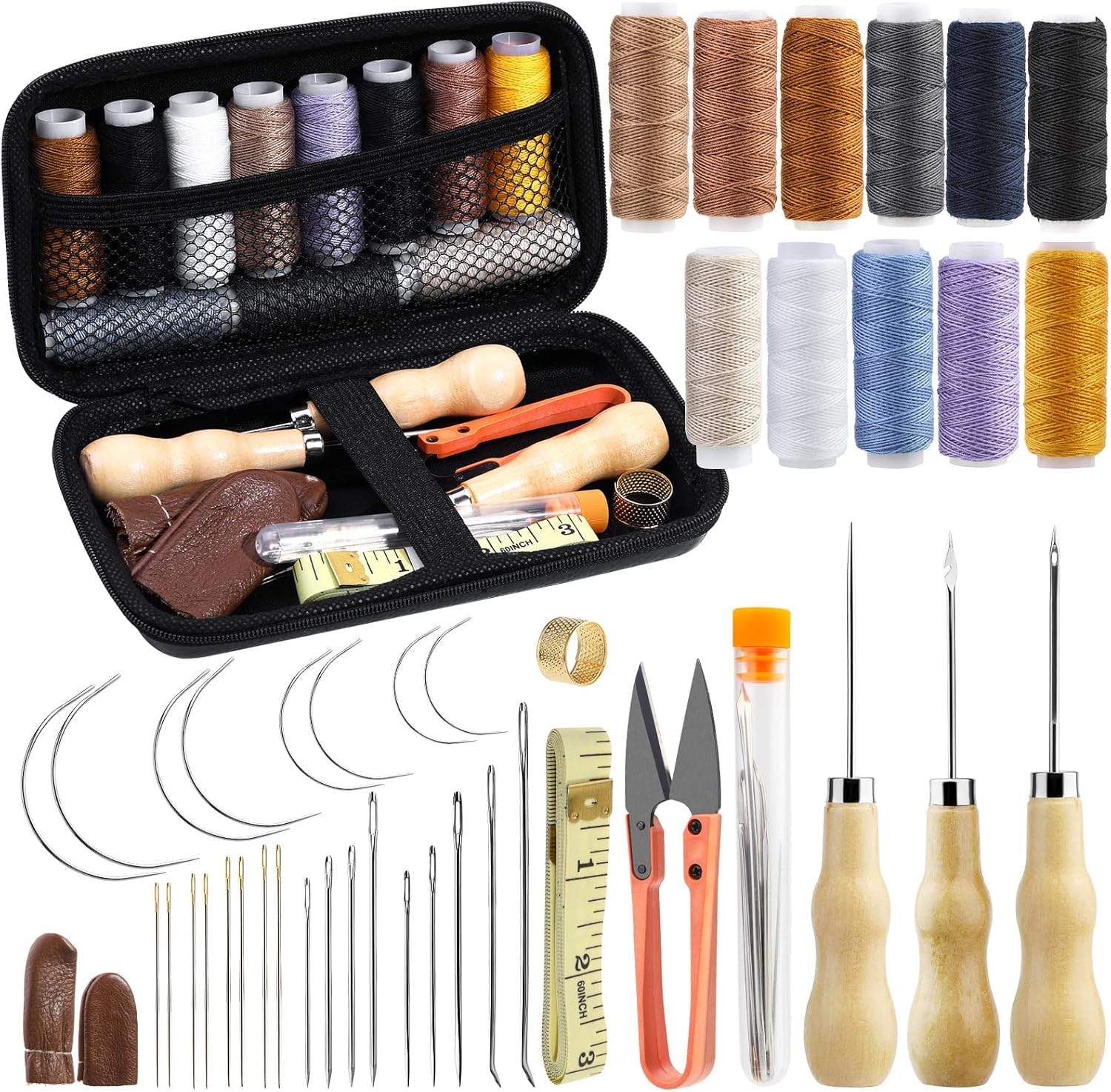 Amazon.com: MORFEN 45 Pcs Heavy Duty Sewing Kit, Leather Upholstery ...