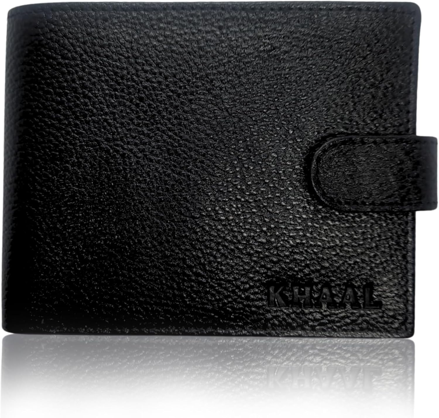 Amazon.com: KHAAL Genuine Leather Black Bifold stylish Snap button ...