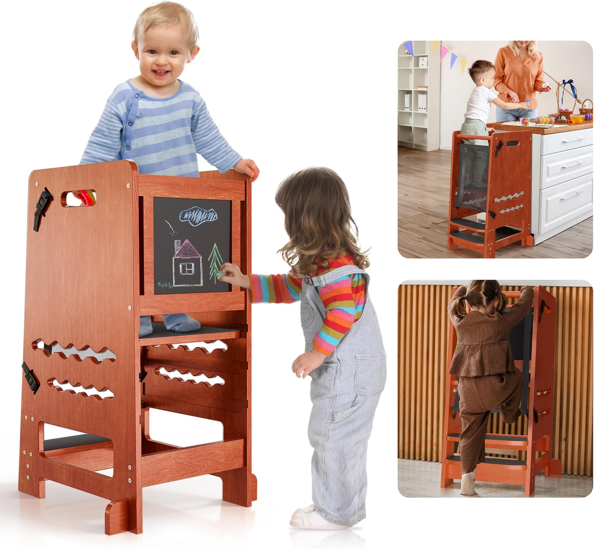 Amazon.com: 4-in-1 Toddler Tower Kitchen Standing Stool - Montessori ...
