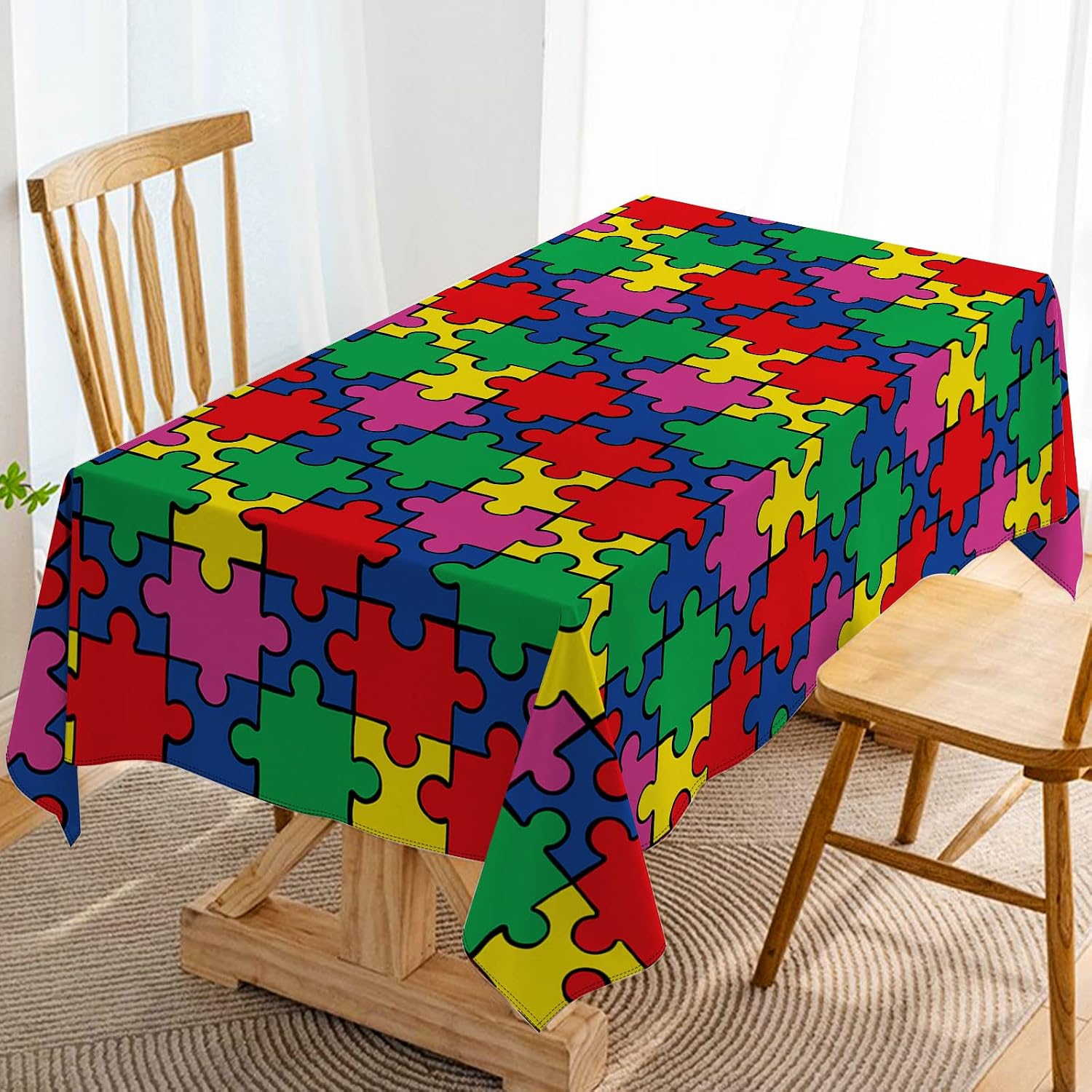 Amazon.com: Hafangry Autism Awareness Tablecloth Puzzle Piece Love ...