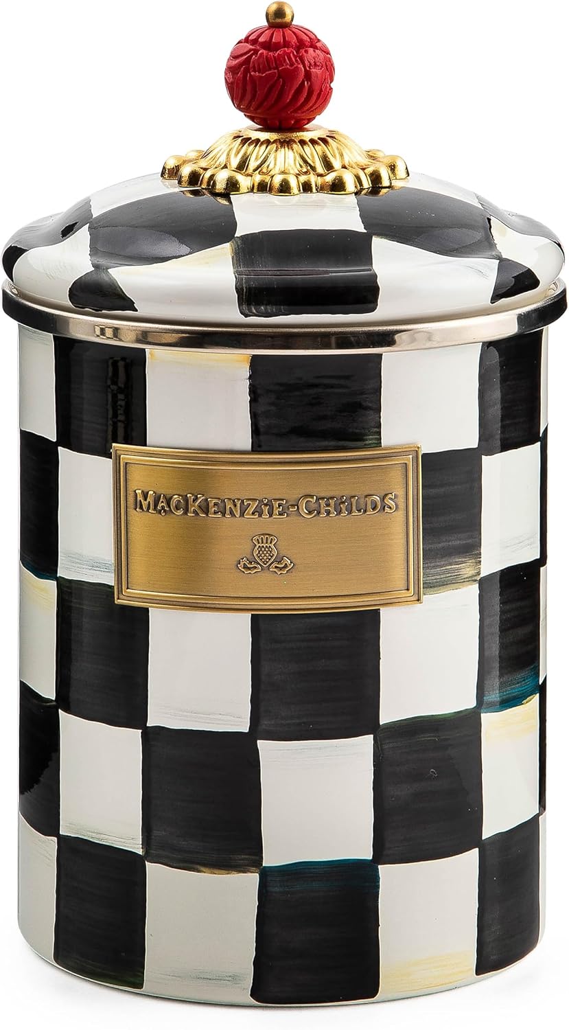 Amazon.com: MACKENZIE-CHILDS Medium Enamel Canister, Kitchen Storage ...