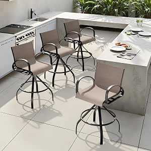 Pellebant Outdoor Bar Stools Swivel Bar Stools Set Of 2 Indoor Outdoor