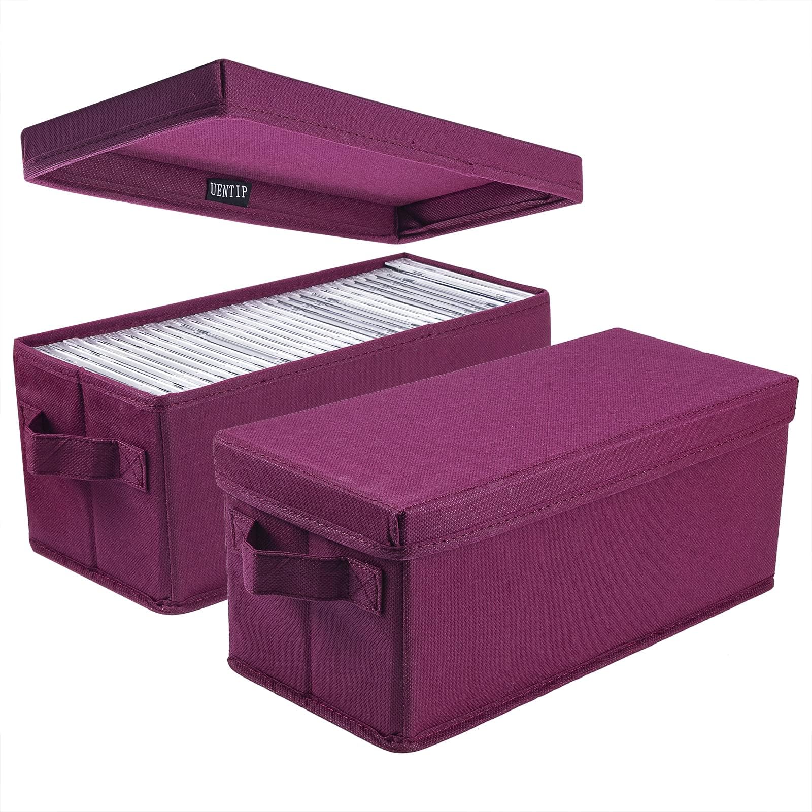 UENTIP CD Storage Boxes - Pack of 2 CD Case Storage- 13.2" x 5.9" x 5.3 ...