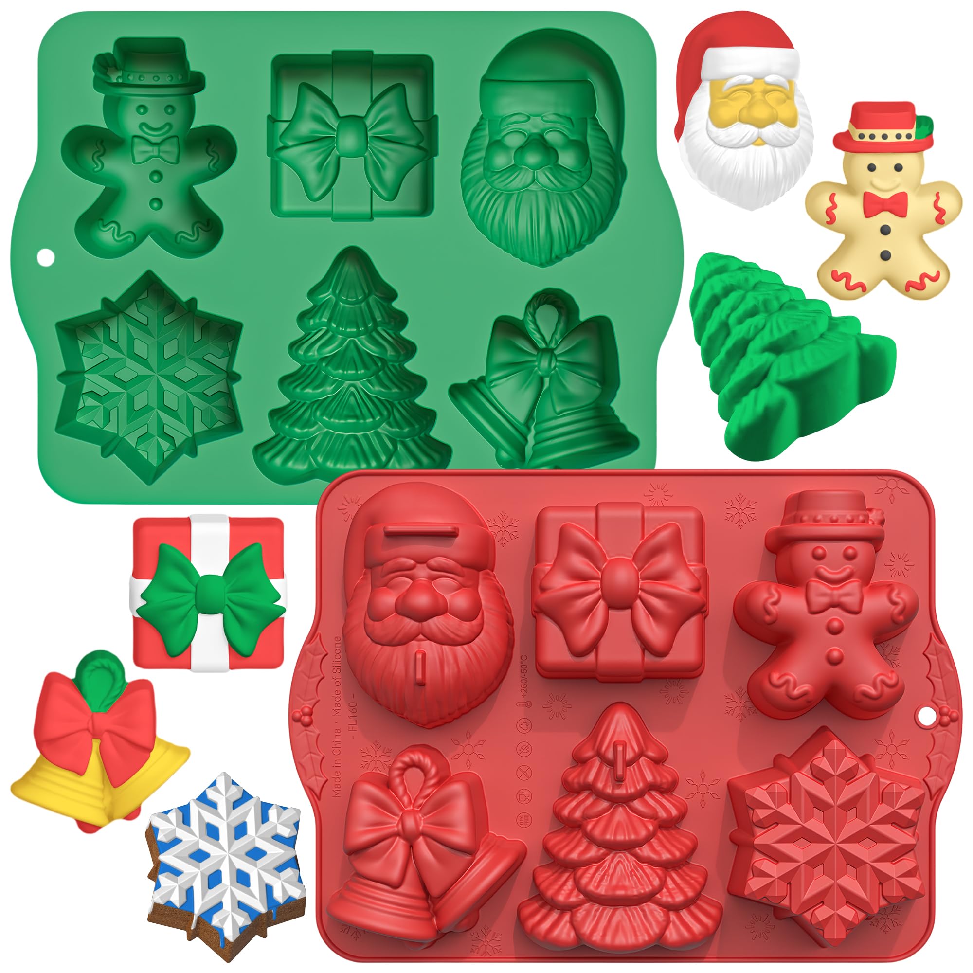 Amazon.com: Large Christmas Silicone Molds, Christmas Molds for Cakes ...