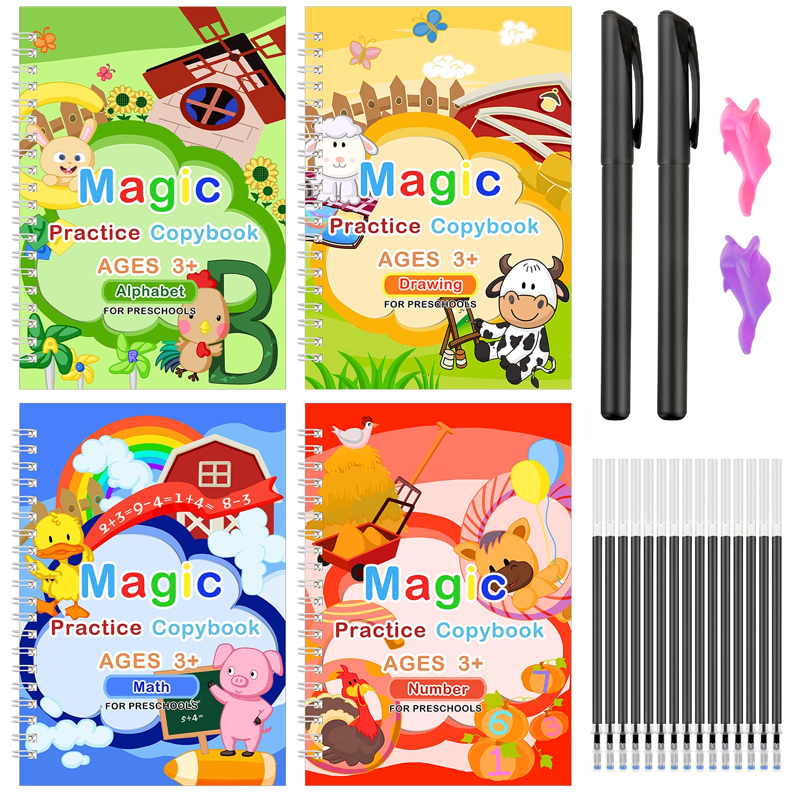 4pcs Magic Practice Copybook For Kids Reusable Magical Handwriting ...