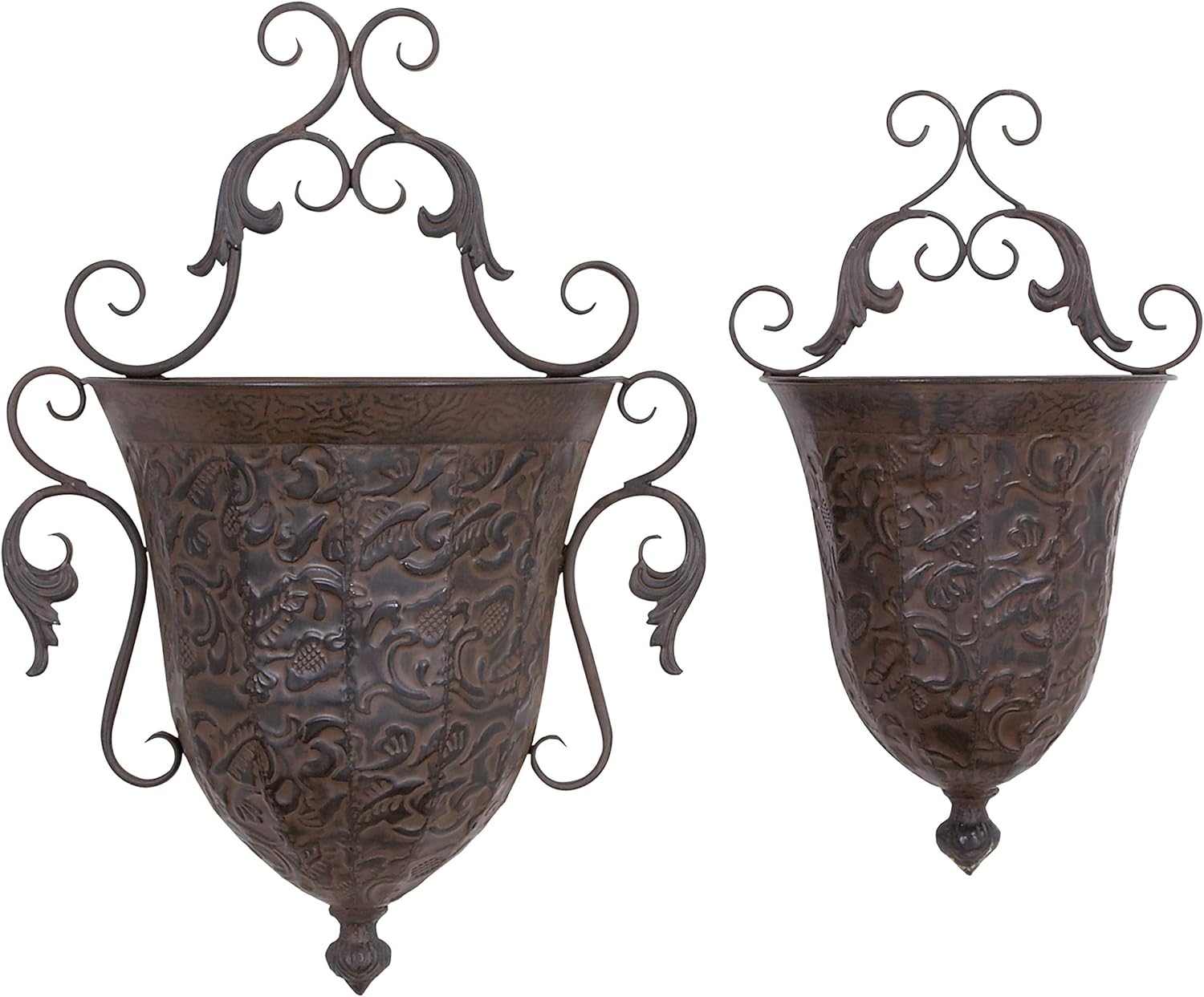 Amazon.com: Deco 79 Metal Scroll Indoor Outdoor Hanging Wall Planter ...