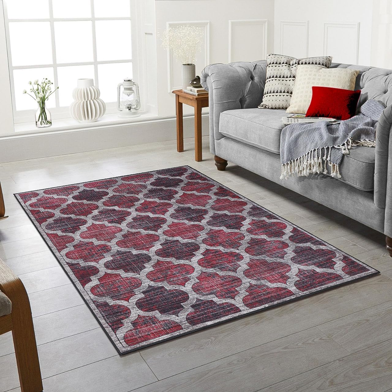 Modern Style Rug Moroccan Design Black Blue Purple Red Rugs Living Room ...