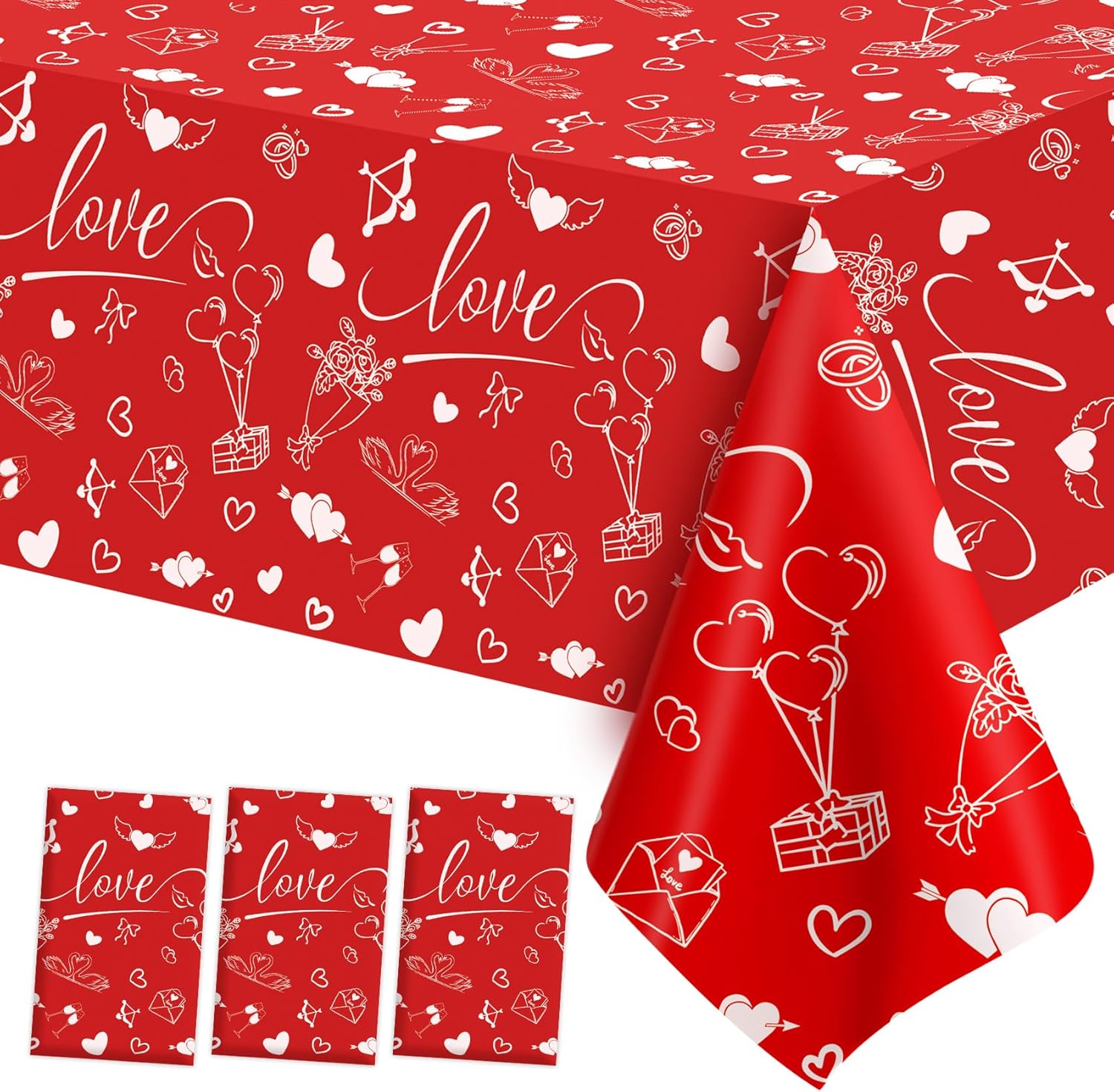 Amazon.com: Valentines Day Tablecloth, Valentines Tablecloth Plastic, 3 ...