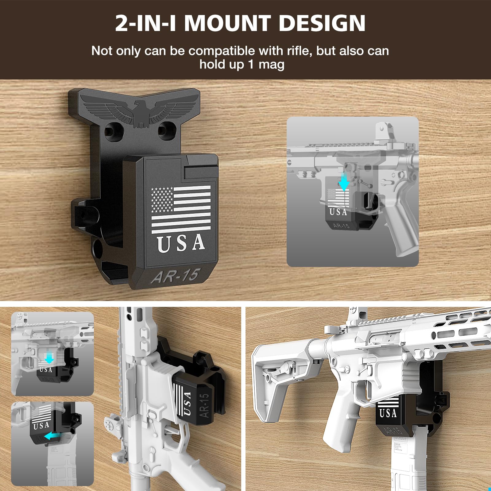 Snapklik.com : 2-Pack Gun Rack Wall Mount For 223/5.56 Rifle